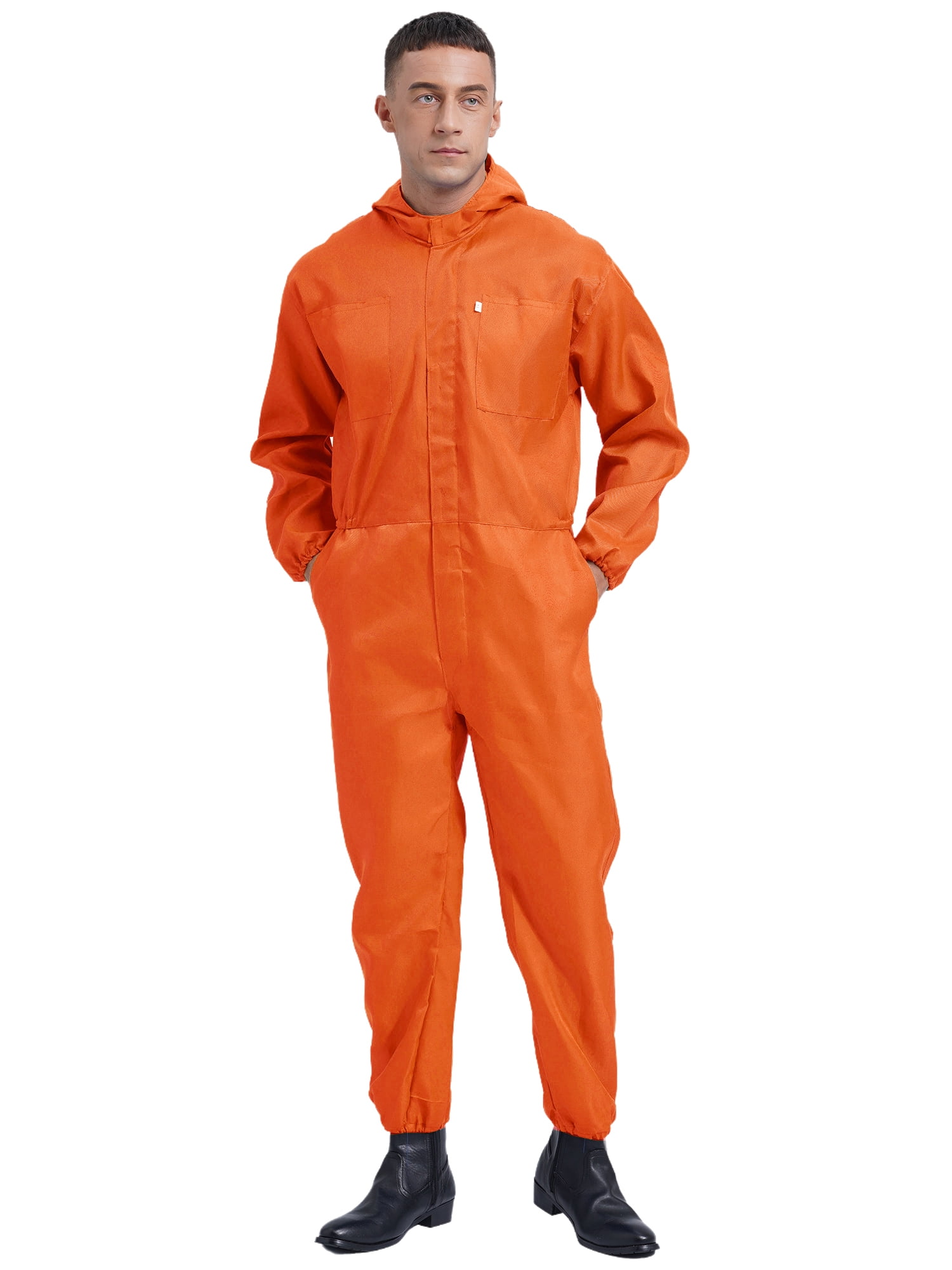 Jowowha Men's Long Sleeve Work Overall Jumpsuit Front Half Zipper ...