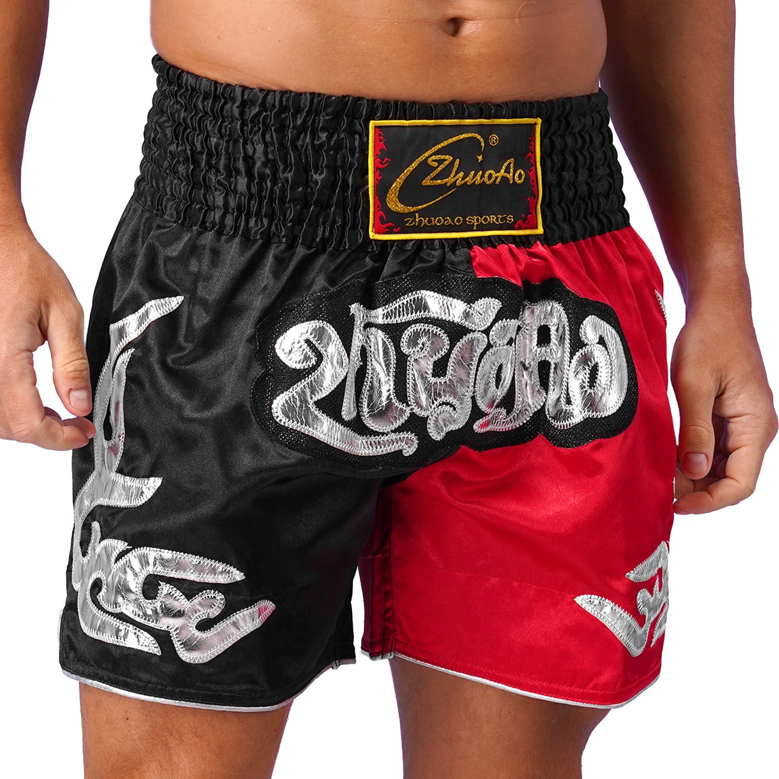 Jowowha Mens Elastic Hand-Embroidered Totem Shorts Kickboxing Combat ...