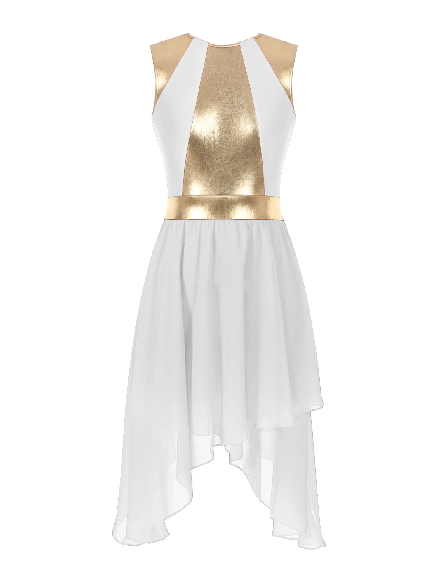 Jowowha Women Contrast Colour Asymmetrical Hem Lyrical Dance Costume Liturgical Praise Dance ...