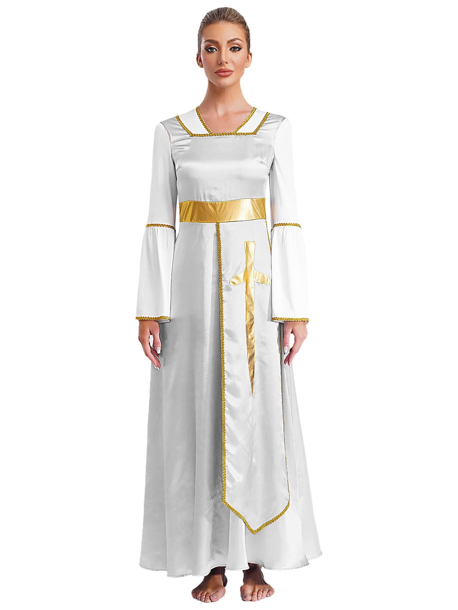 Jowowha Women's Praise Dance Tunic Sleeveless Maxi Dress Worship Dance ...