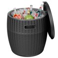 Joxxoaa 9.5 Gallon Outdoor Cooler Side Table, Resin Rattan Round Patio ...