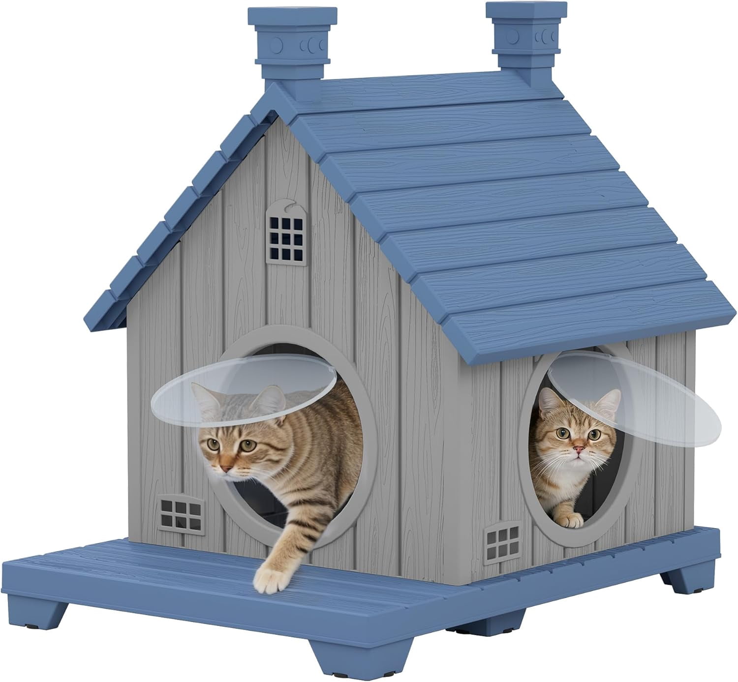 Joxxoaa Outdoor resin weatherproof cat house,ventilated and insulated ...