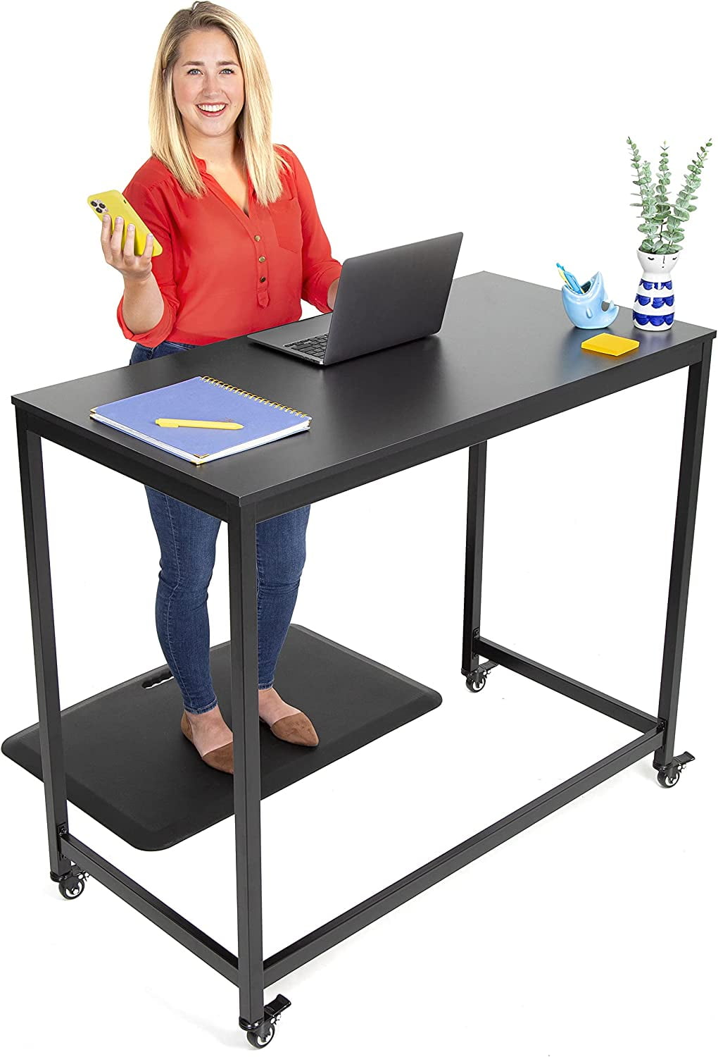 Joy 47" Tall Standing Home Workstation Table, Mobile, Black - Walmart.com