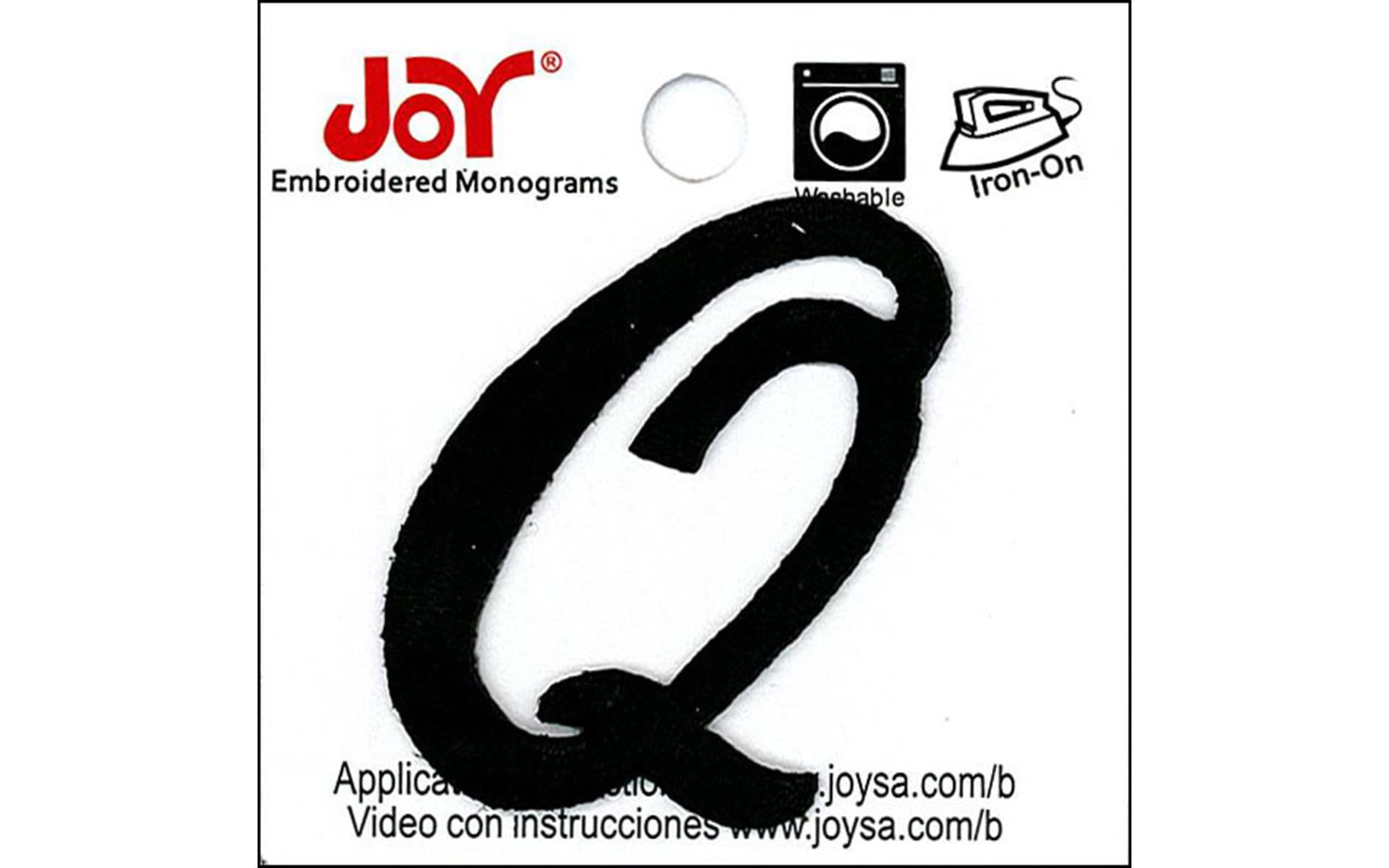 Joy Applique Letter Iron On Script 1.5" Black Q - Walmart.com
