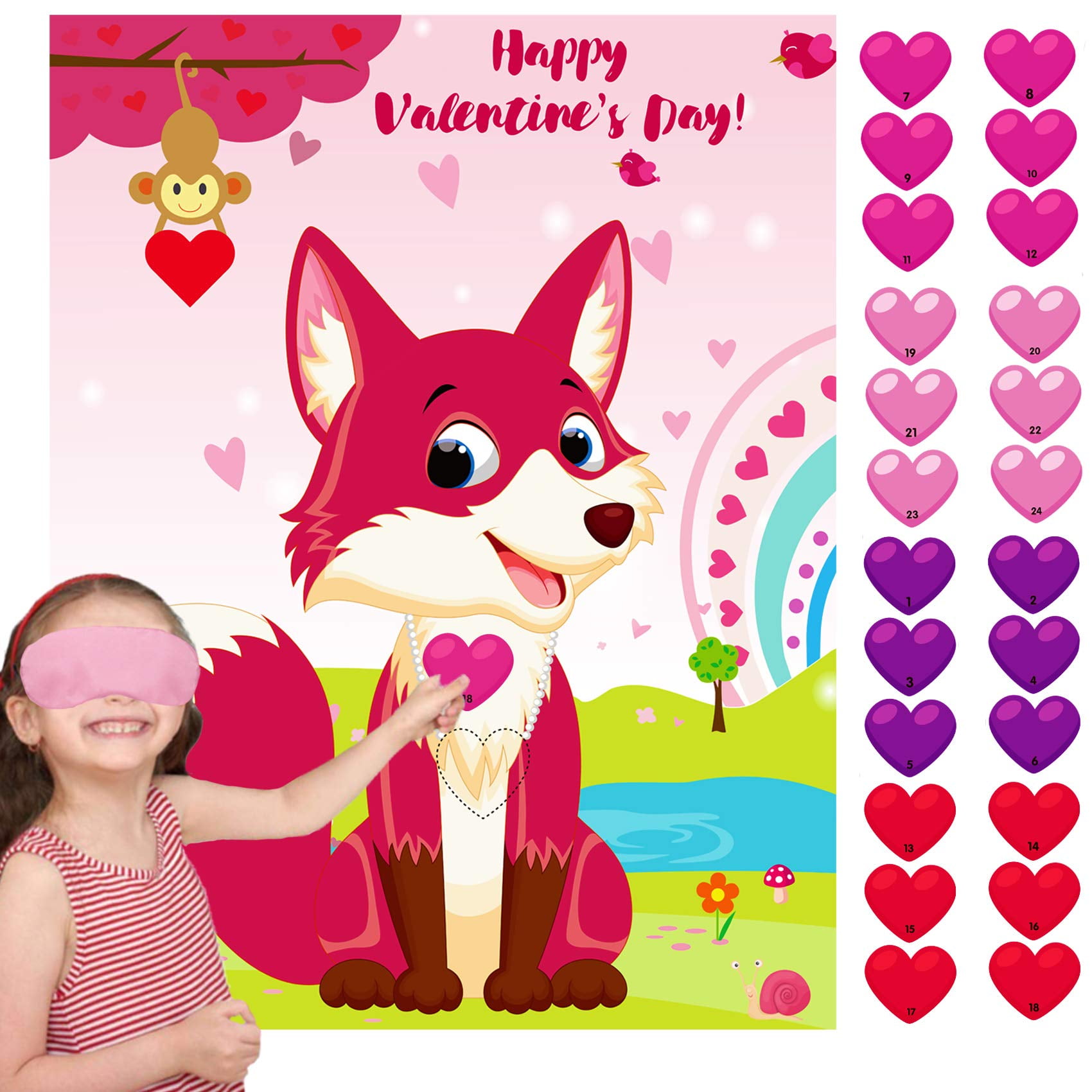 Joy Bang Valentines Games, Pin The Heart on The Fox Crafts for Kids ...