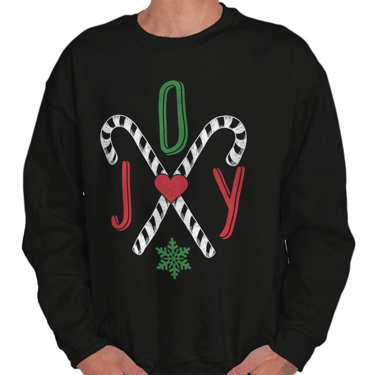 Joy Candy Cane Christmas Santa Claus Holiday Sweatshirt - Walmart.com