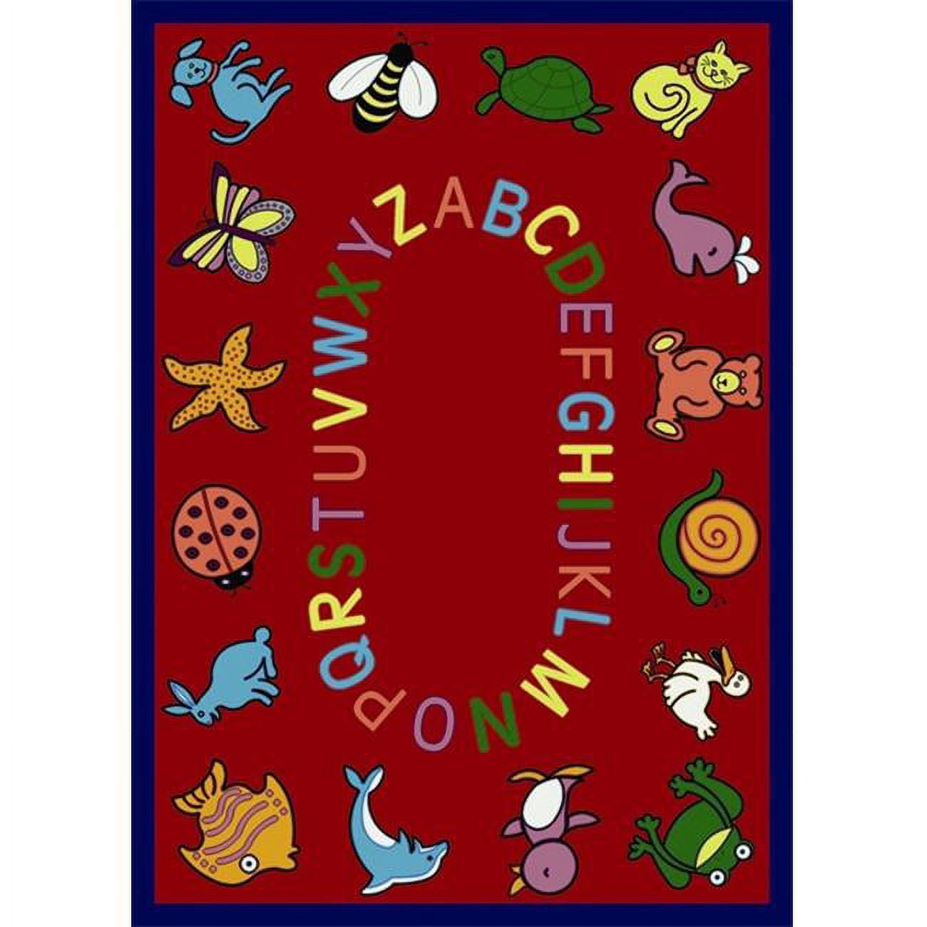 Joy Carpets 1449C-02 ABC Animals Red 5 ft.4 in. x 7 ft.8 in. WearOn ...