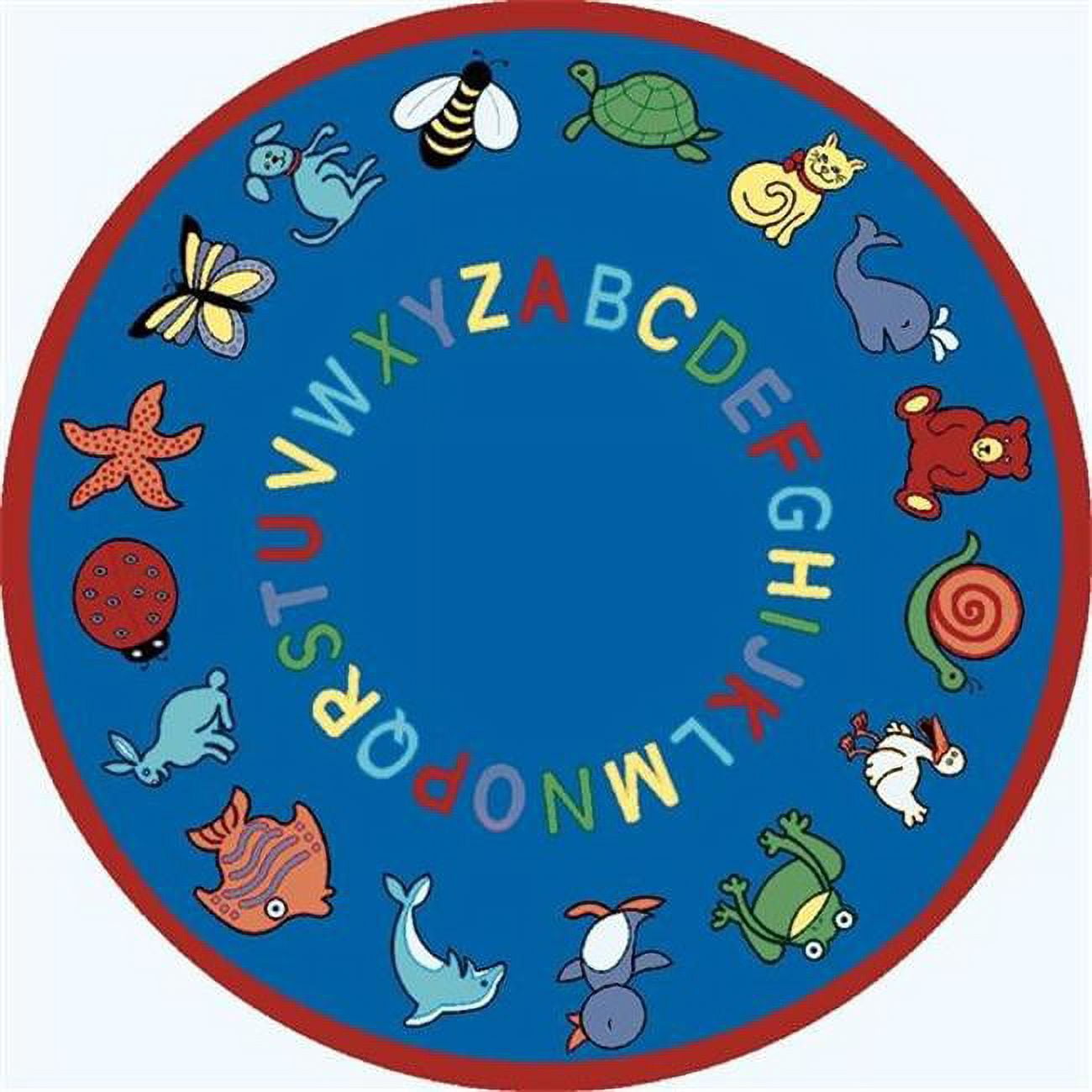 Joy Carpets 1449E-01 ABC Animals Blue 7 ft.7 in. Round WearOn Nylon ...