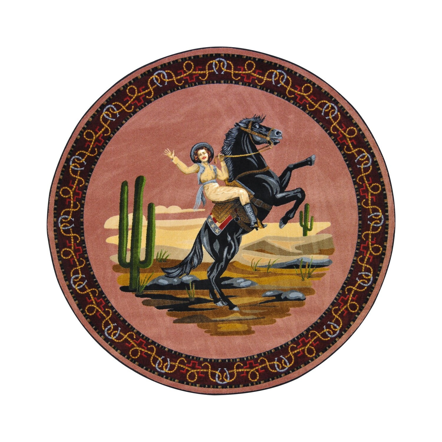 Cowboy Carpets - Western Area Rugs Happy Trails, 7'7" Round ...