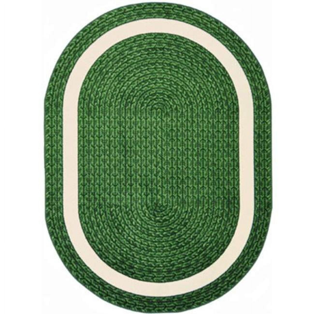 Joy Carpets 1632CC-03 Sharing Circle Green 5 ft.4 in. x 7 ft.8 in. Oval ...