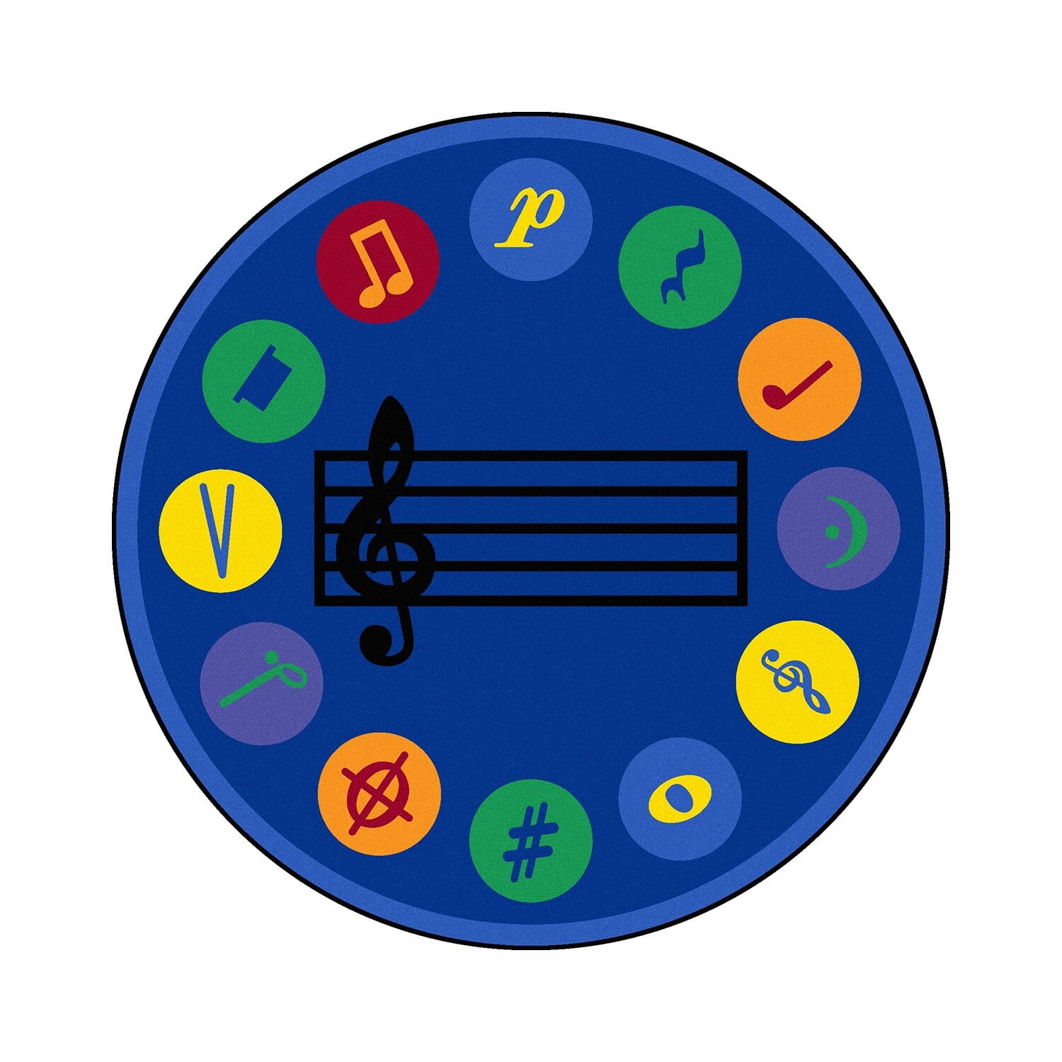 Joy Carpets 2050E 7 ft. x 7 in. Take Note Round Area Rug Multi Color ...