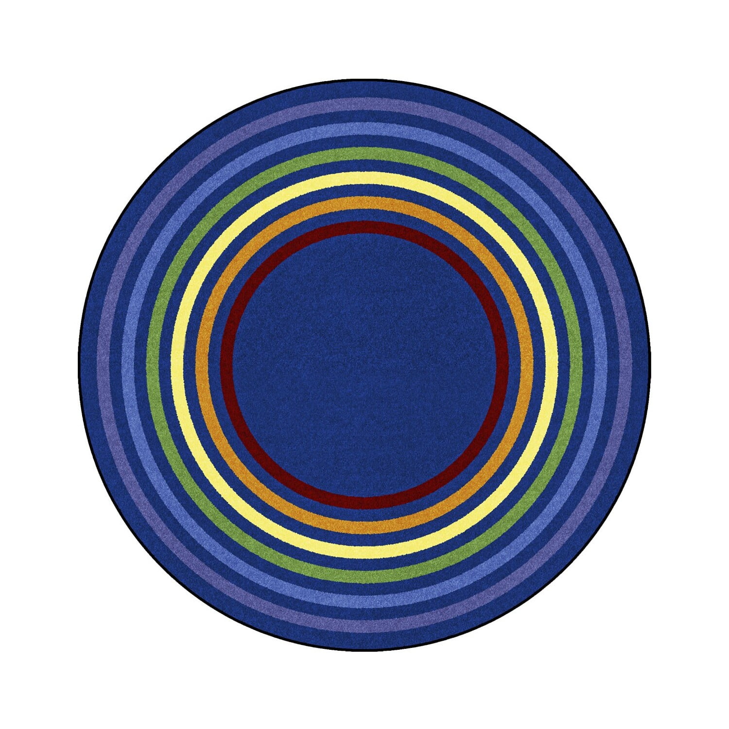 Joy Carpets 2107XLE-01 13 ft. 2 in. Rainbow Rings Children Round Rug ...