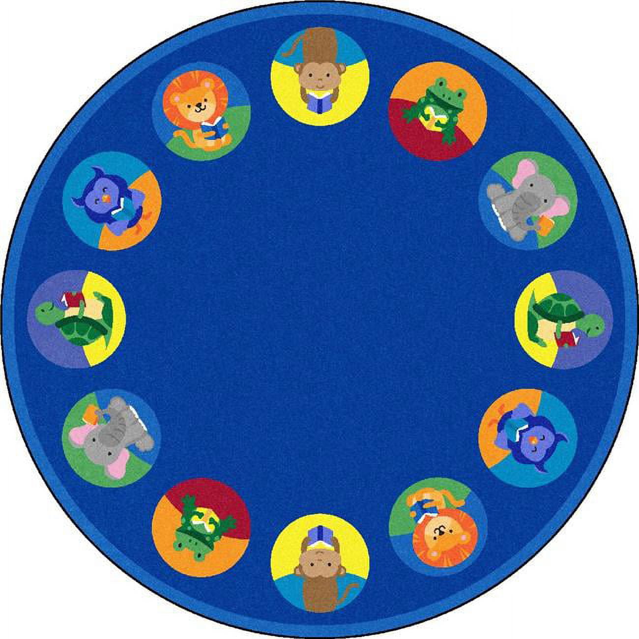 Joy Carpets 7 ft. x 7 in. Animal Readers Round Area Rug Multi Color ...