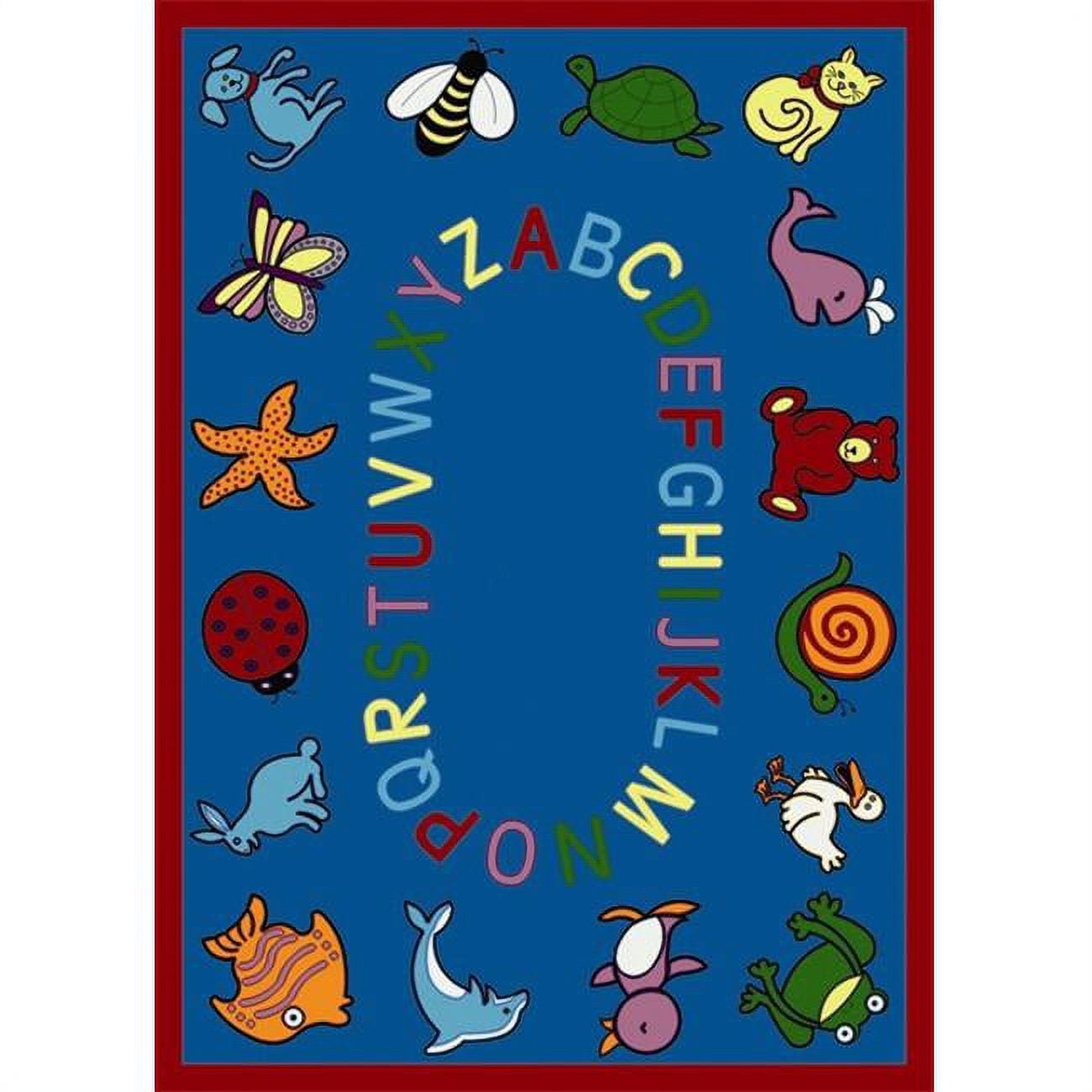 Joy Carpets ABC Animals Blue 5 ft.4 in. x 7 ft.8 in. WearOn Nylon ...