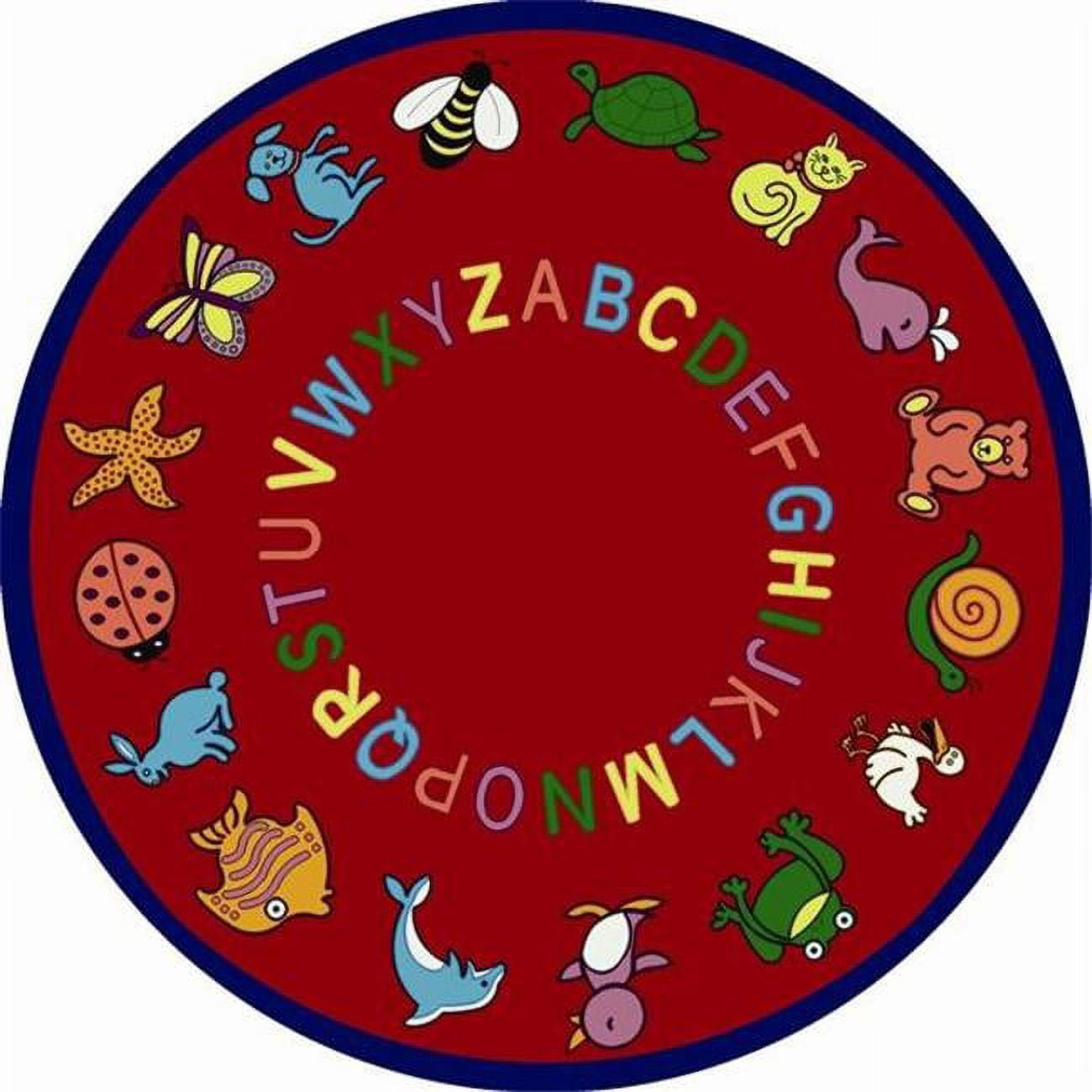 Joy Carpets ABC Animals Red 7 ft.7 in. Round WearOn Nylon Machine ...