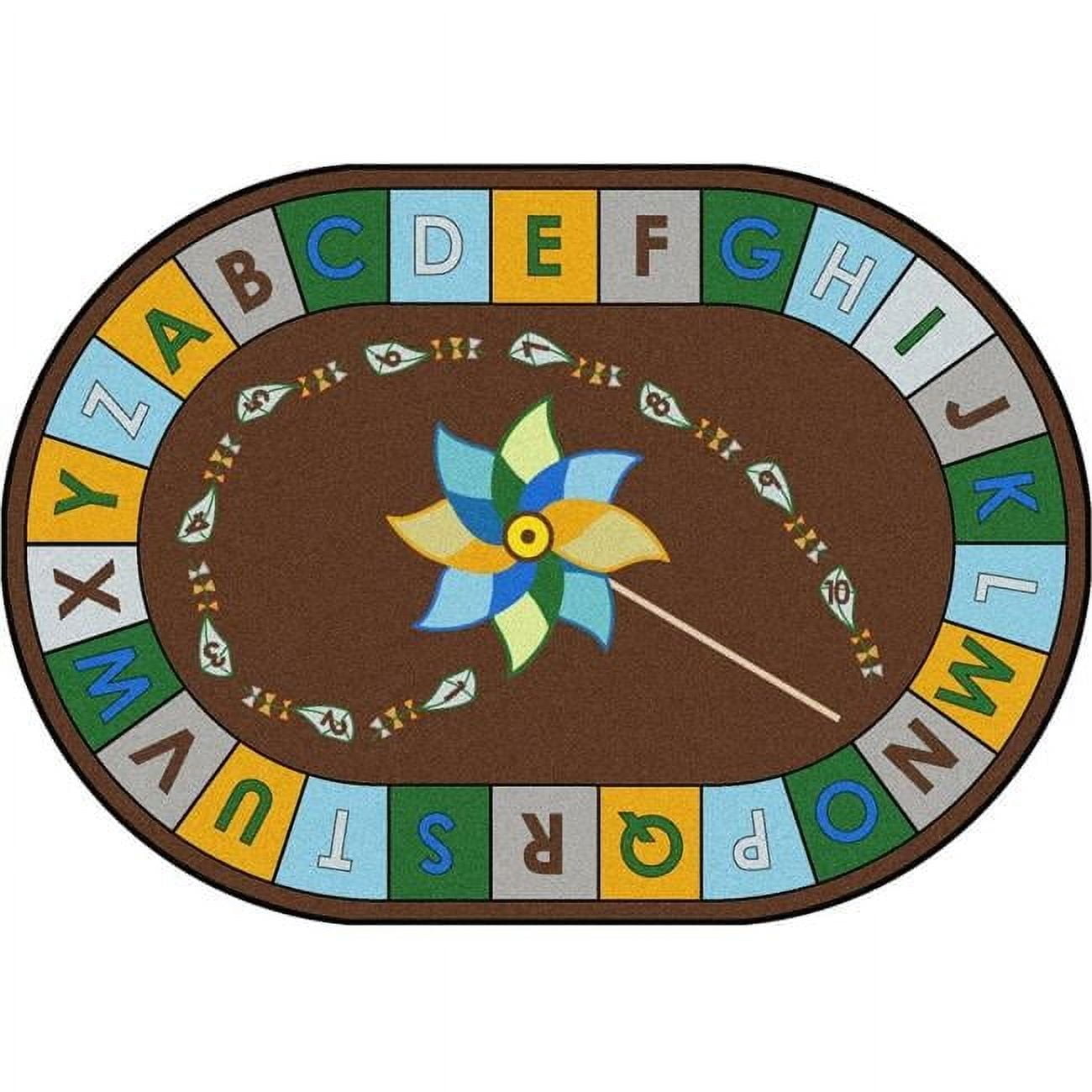 Joy Carpets Alphabet Pinwheel Classroom Circle Time Oval Rug Earthtone ...