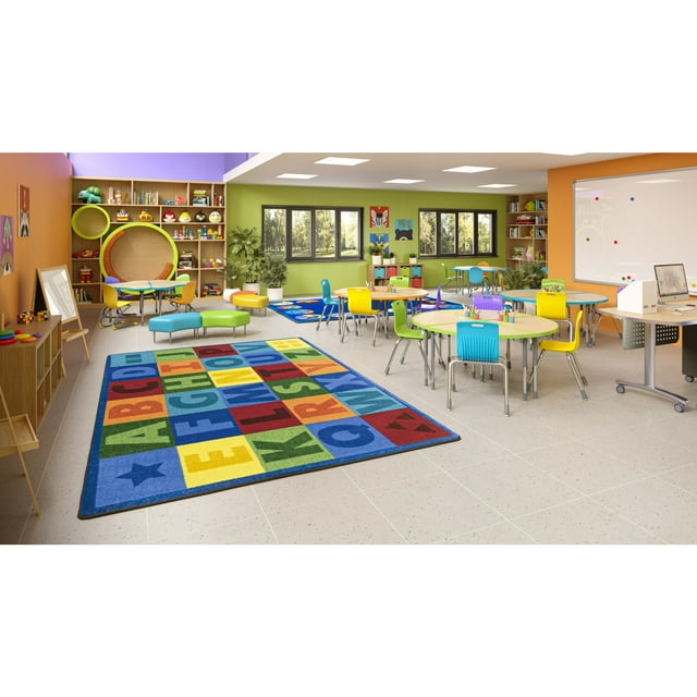 Joy Carpets Colorful Learning 5'4" x 7'8" Area Rug In Color Multi ...