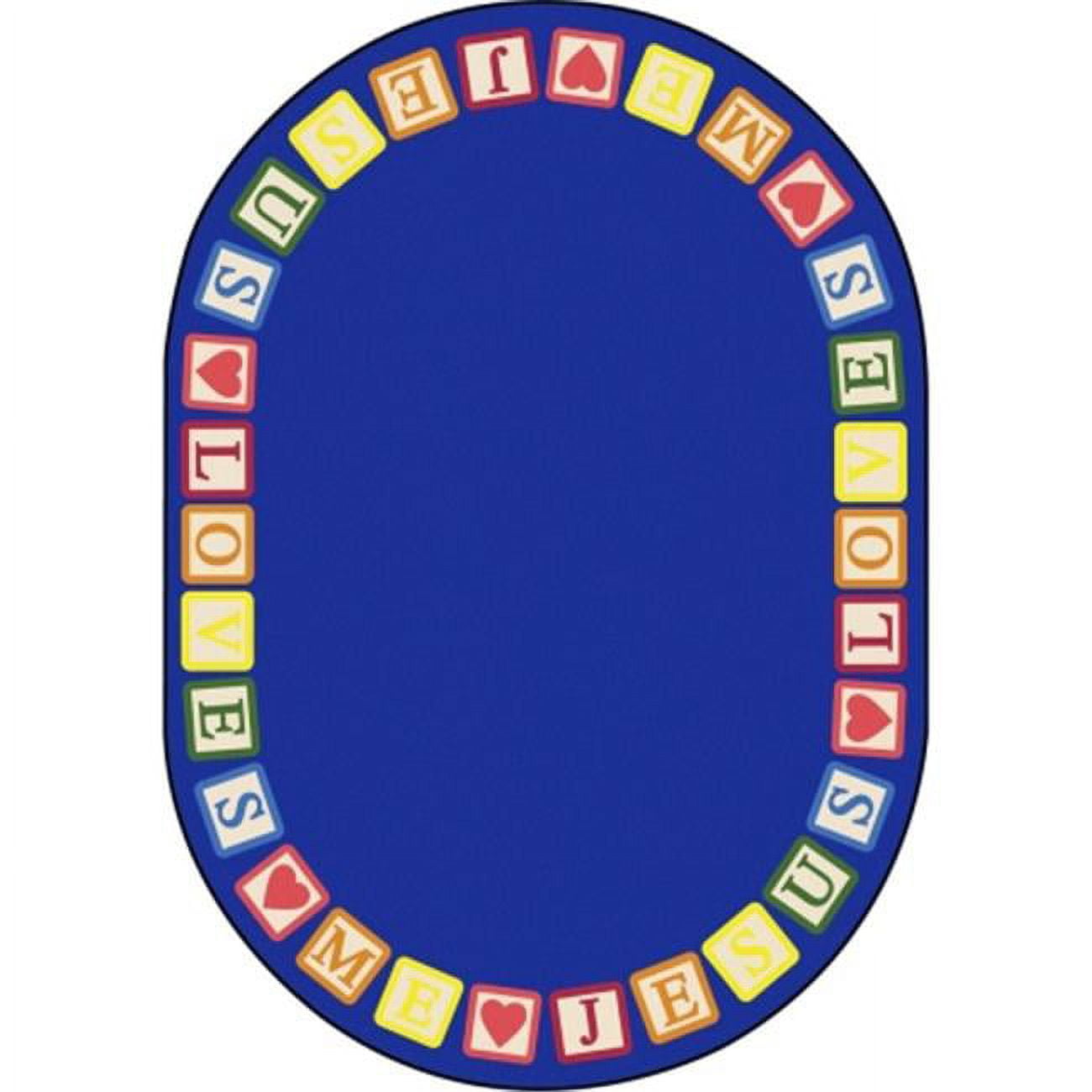 Joy Carpets Kid Essentials Blocks of Love Oval Inspirational Area Rugs ...