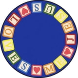 Joy Carpets Kid Essentials Blocks of Love Round Inspirational Area Rugs ...