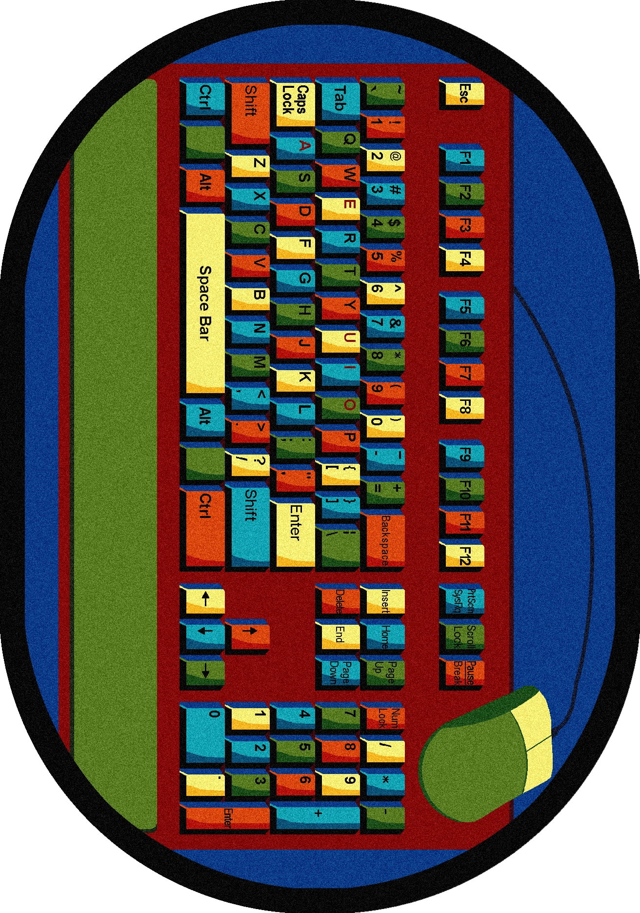 Joy Carpets Kid Essentials Keyboard Connection 54" x 78" Oval Indoor ...