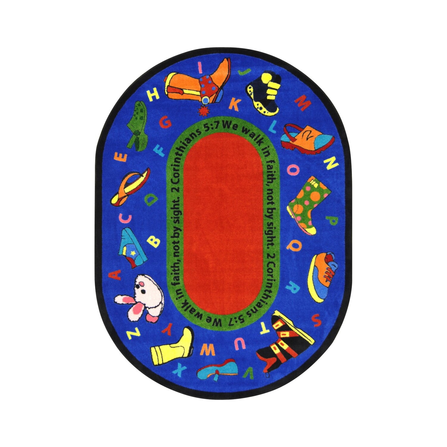 Joy Carpets Walk In Faith Educational Faith Based Rug 5-ft 4-in 7-ft 8 ...