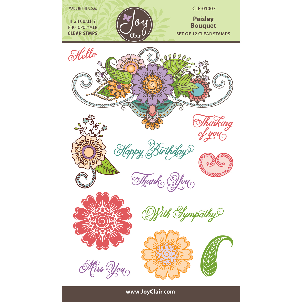 Joy Clair Clear Stamps 4"X6"-Paisley Bouquet, Pk 1, Joy Clair - Walmart.com