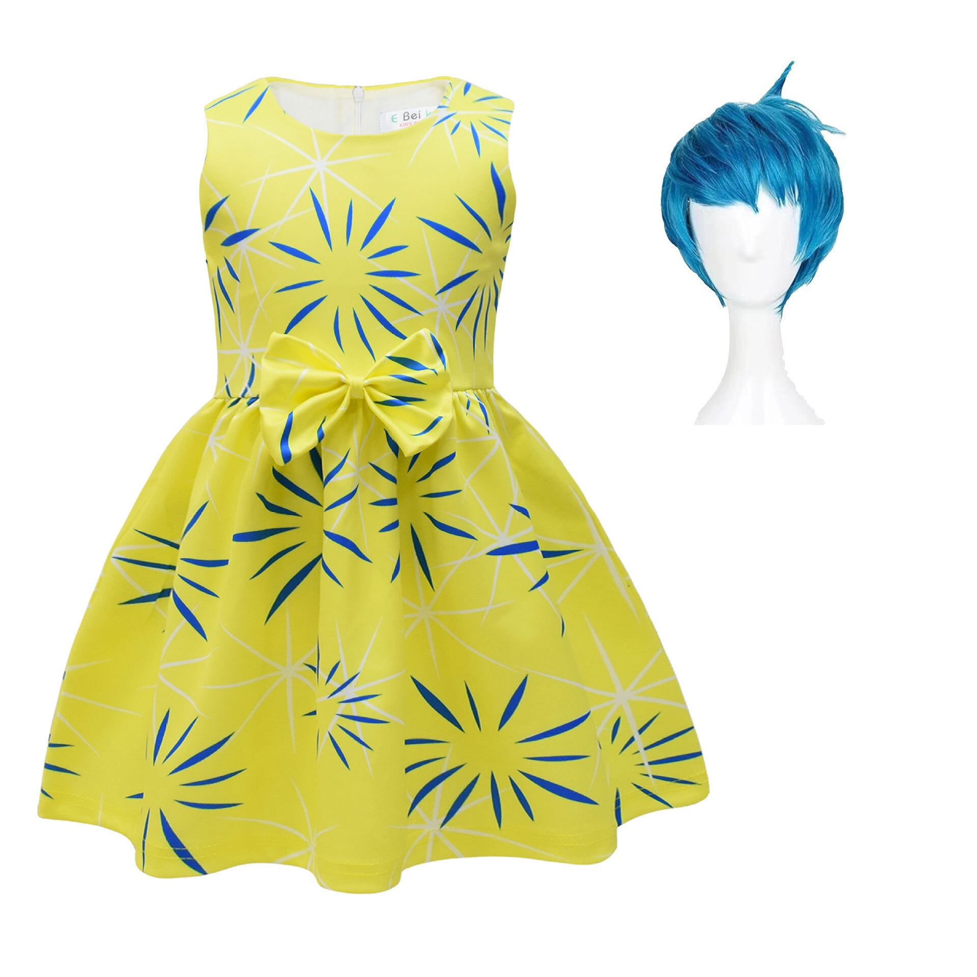 Joy Costume Dress with Wig for Women Girls, Halloween Birthday Cosplay ...