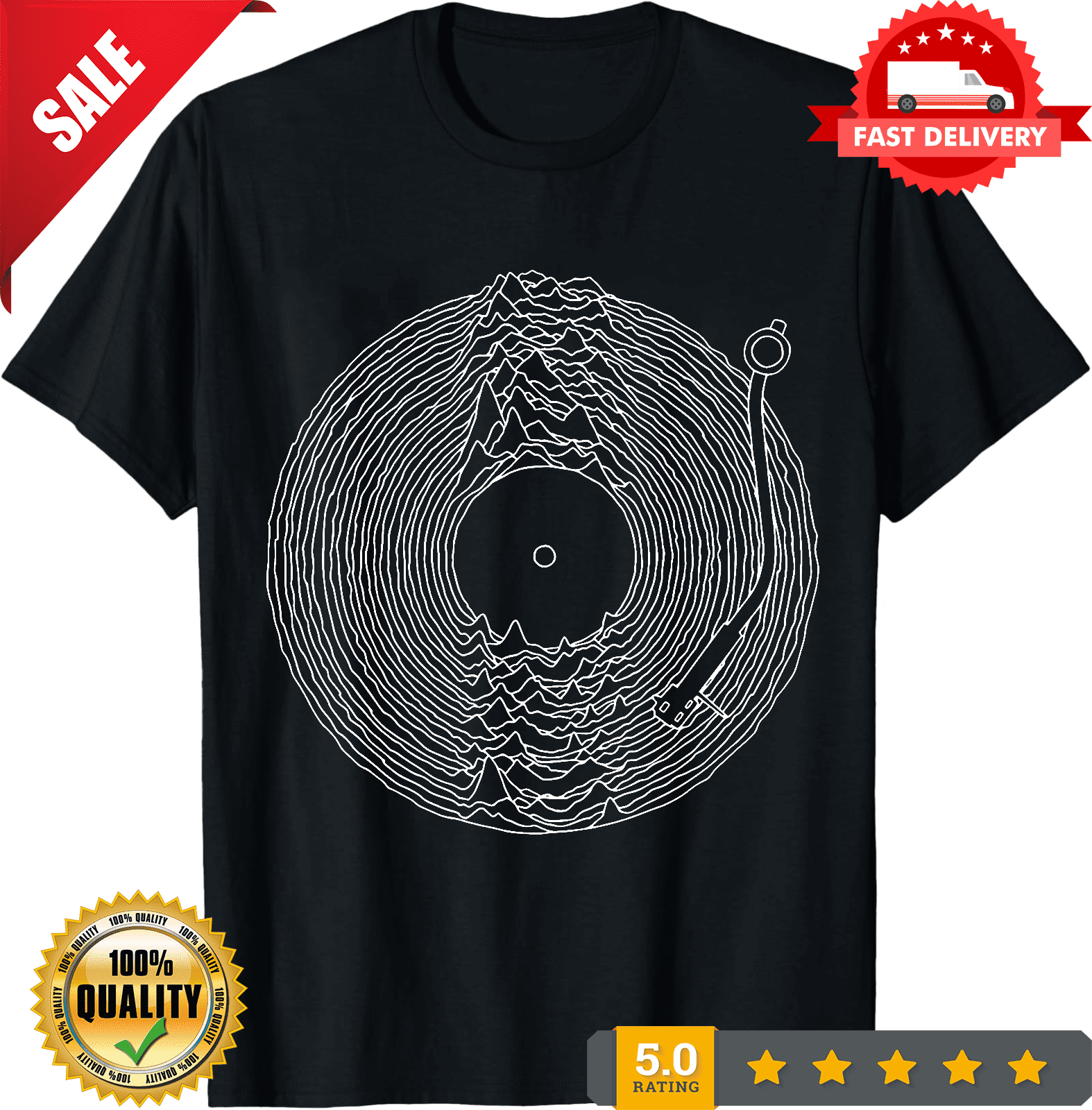 Joy Division Turntable T Shirt - 80's synth rock new wave Unknown ...