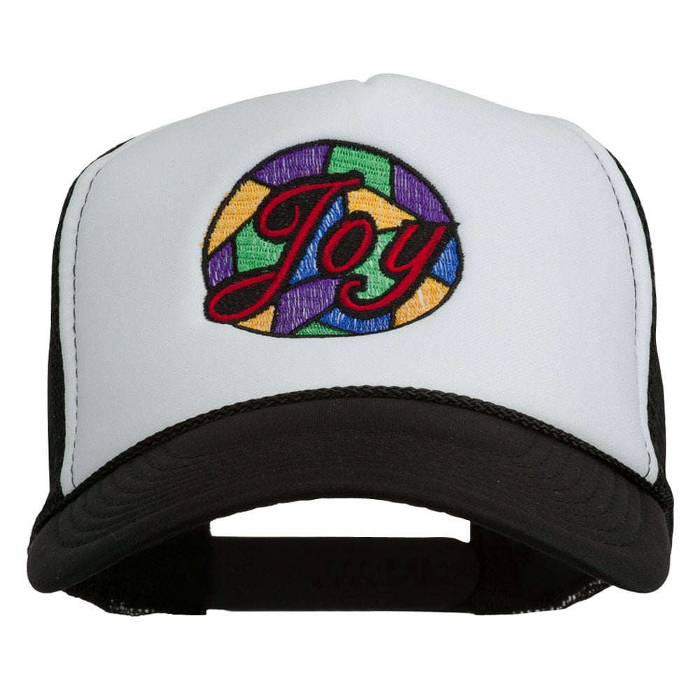 Joy Embroidered Two Tone Foam Mesh Back Cap - Black White OSFM ...