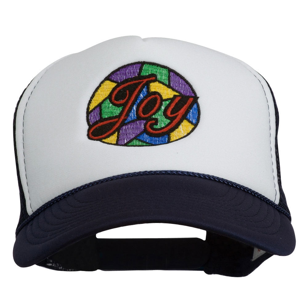 Joy Embroidered Two Tone Foam Mesh Back Cap - Navy White OSFM - Walmart.com