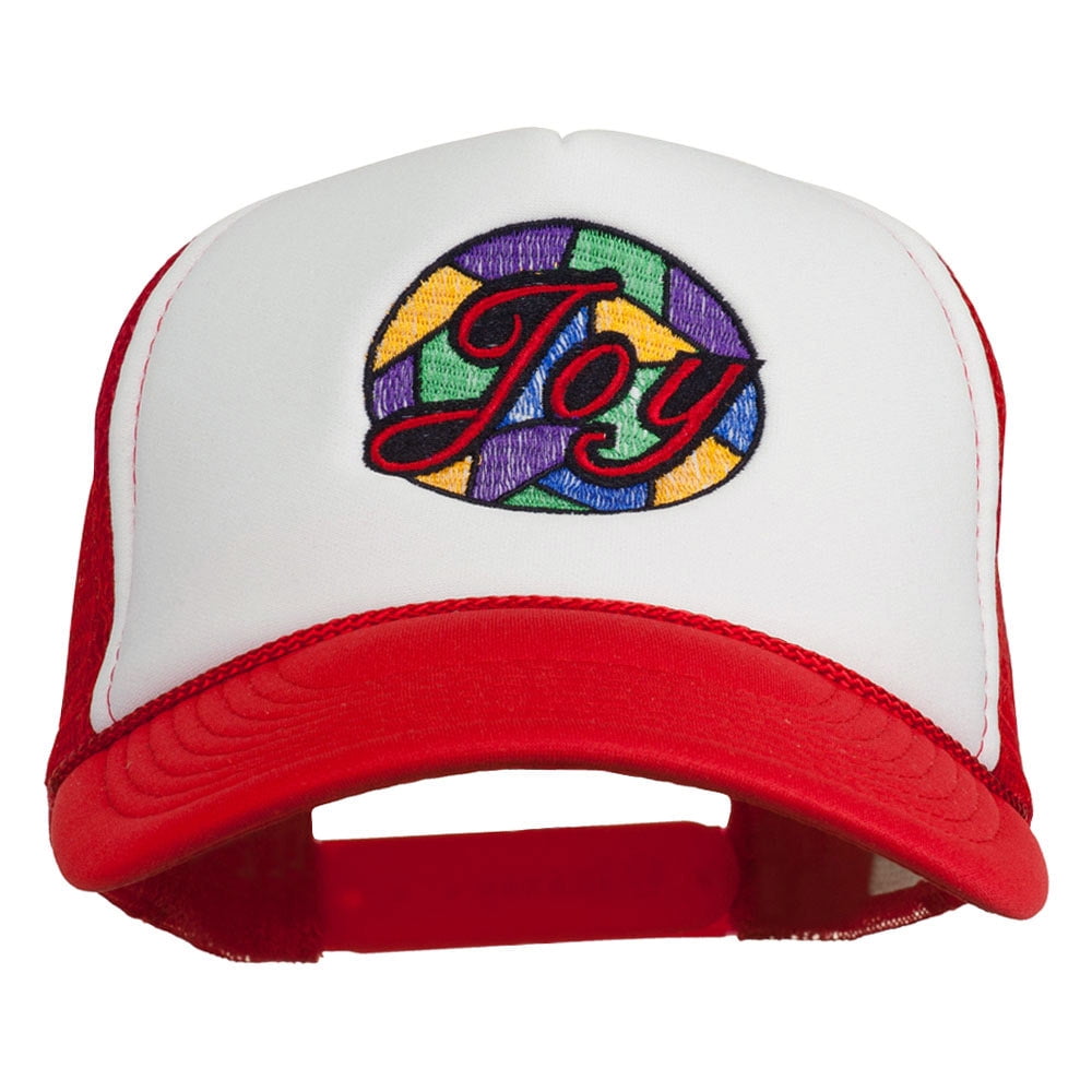 Joy Embroidered Two Tone Foam Mesh Back Cap - Red White Red OSFM ...