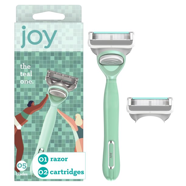 Joy Female Razor Handle and 2 Blade Refill Cartridges, Teal - Walmart.com