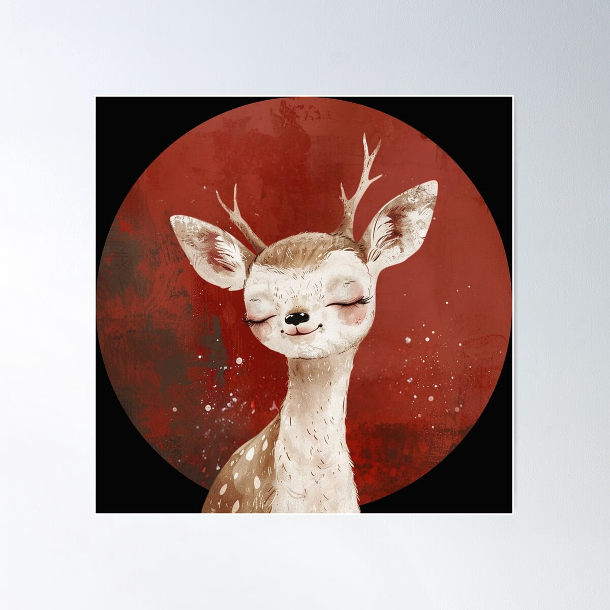 Joy Full Deer Poster Wall Art, Modern Wall Decor For Living Room ...