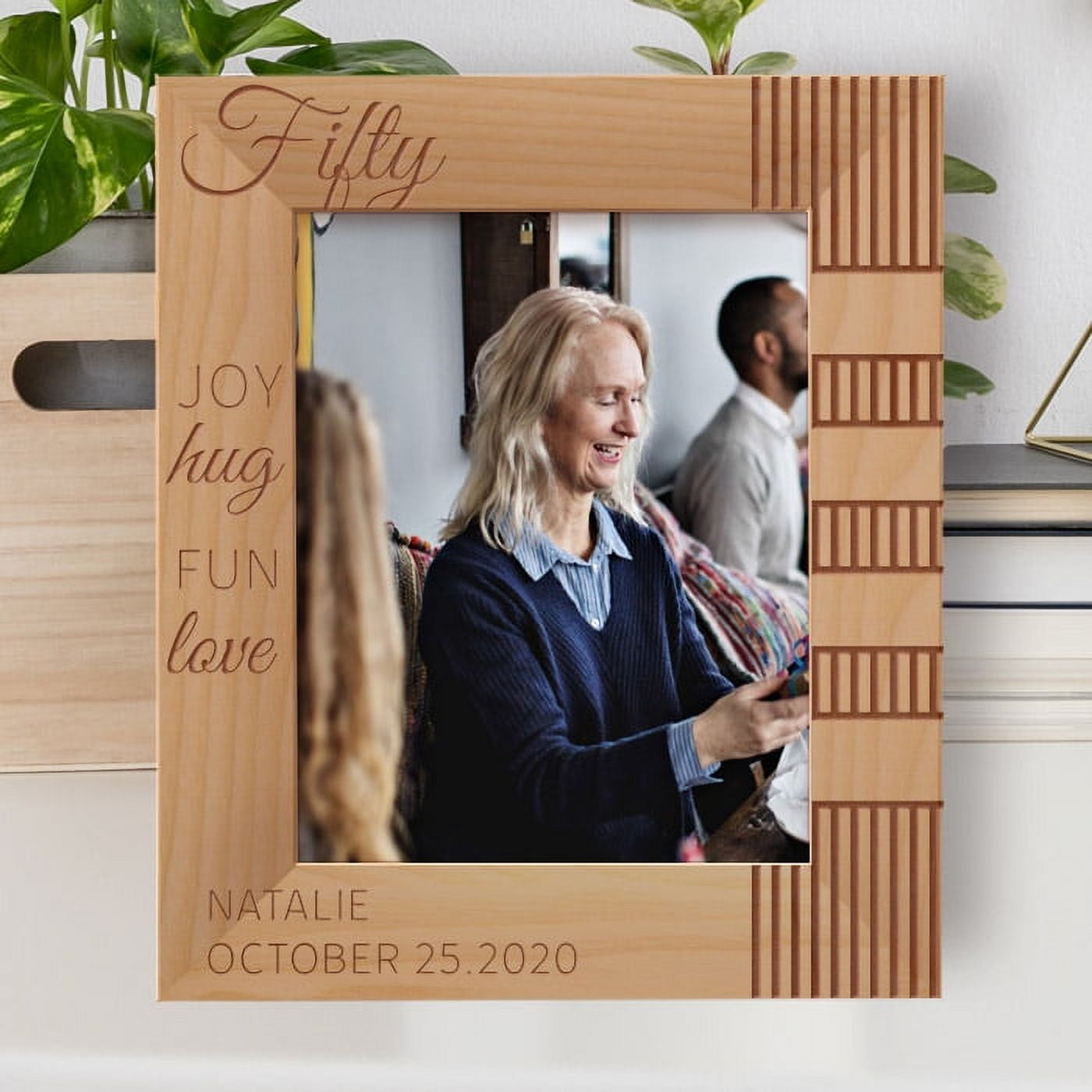 Joy Hug Fun Love Personalized Wooden Frame 8" x 10" Brown (Vertical ...