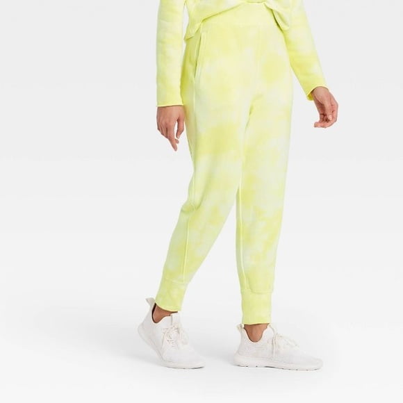 Joy Lab Women's Tie-Dye Mid-Rise Drop Crotch Jogger Sweatpants Lime ...