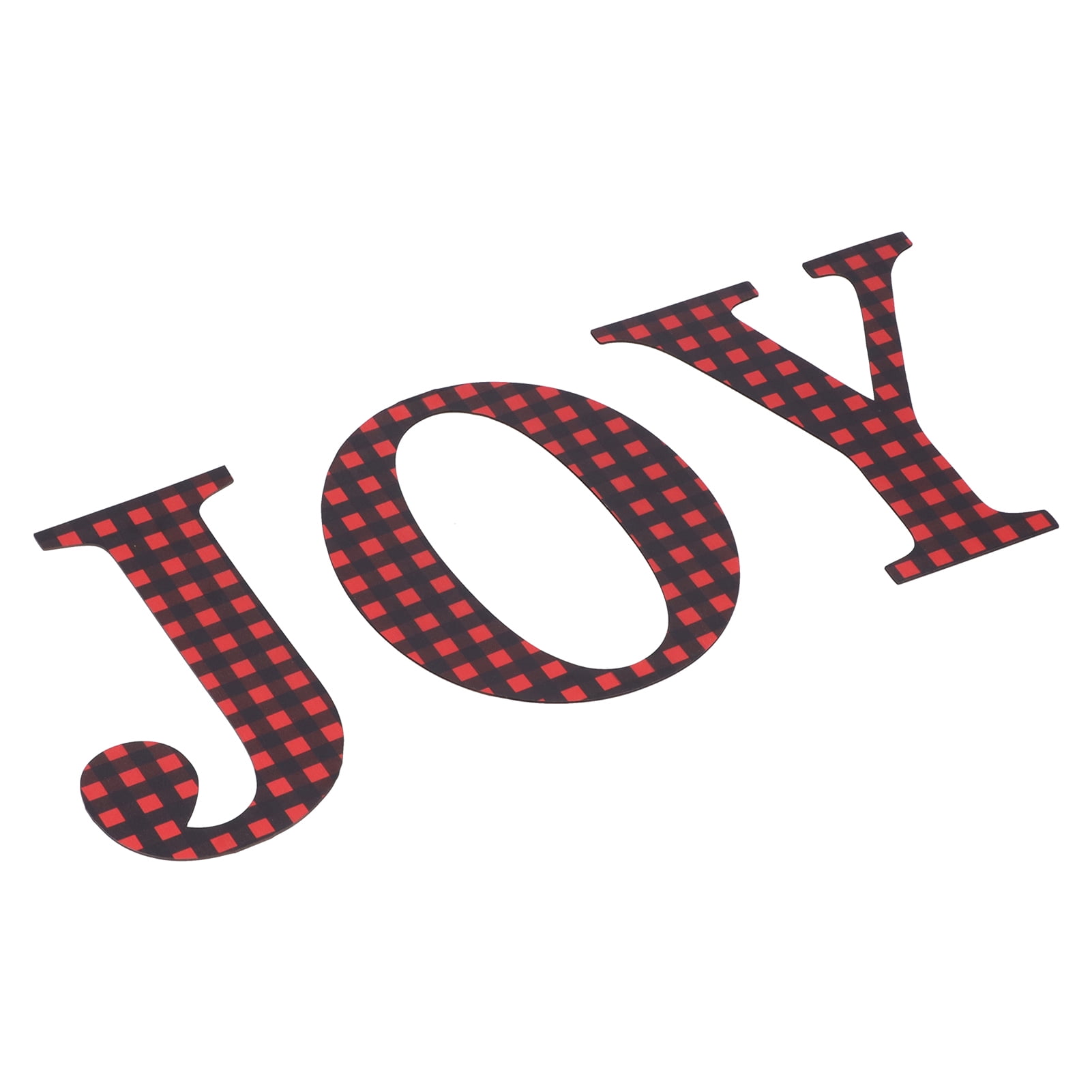Joy Letter Sign Red Black Plaid Design Wooden Letter Ornaments for ...