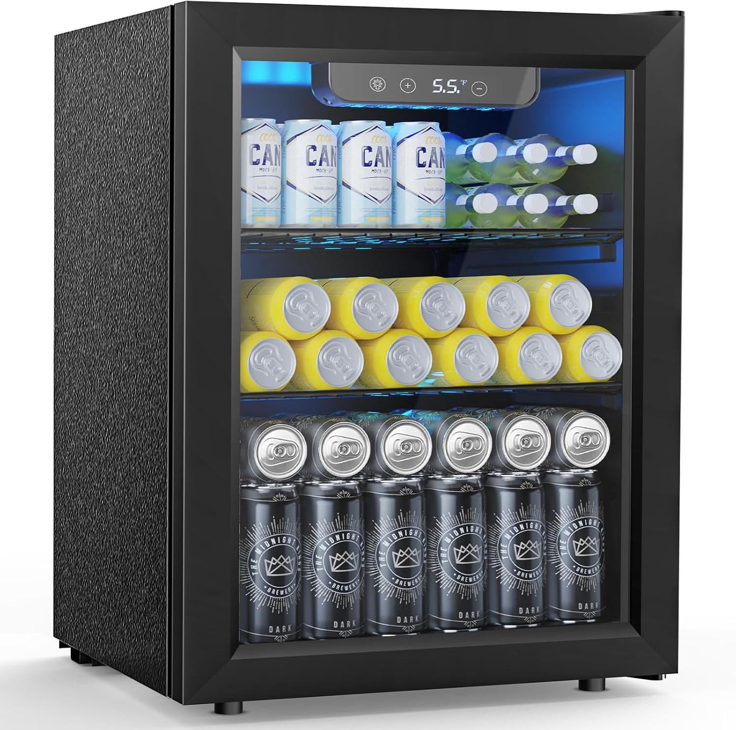 Joy Pebble Beverage Refrigerator Cooler,68 Can Mini Fridge with Glass ...