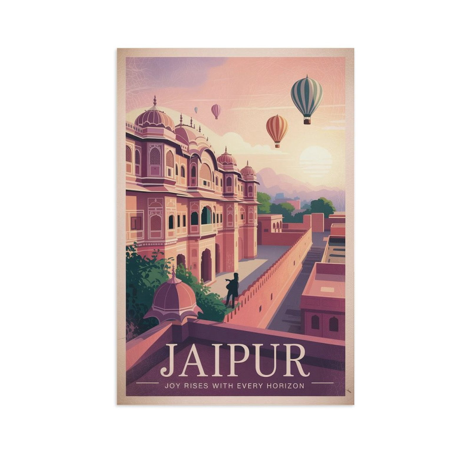 Joy Rises with Every Horizon Jaipur Pink City Retro Travel Poster ...