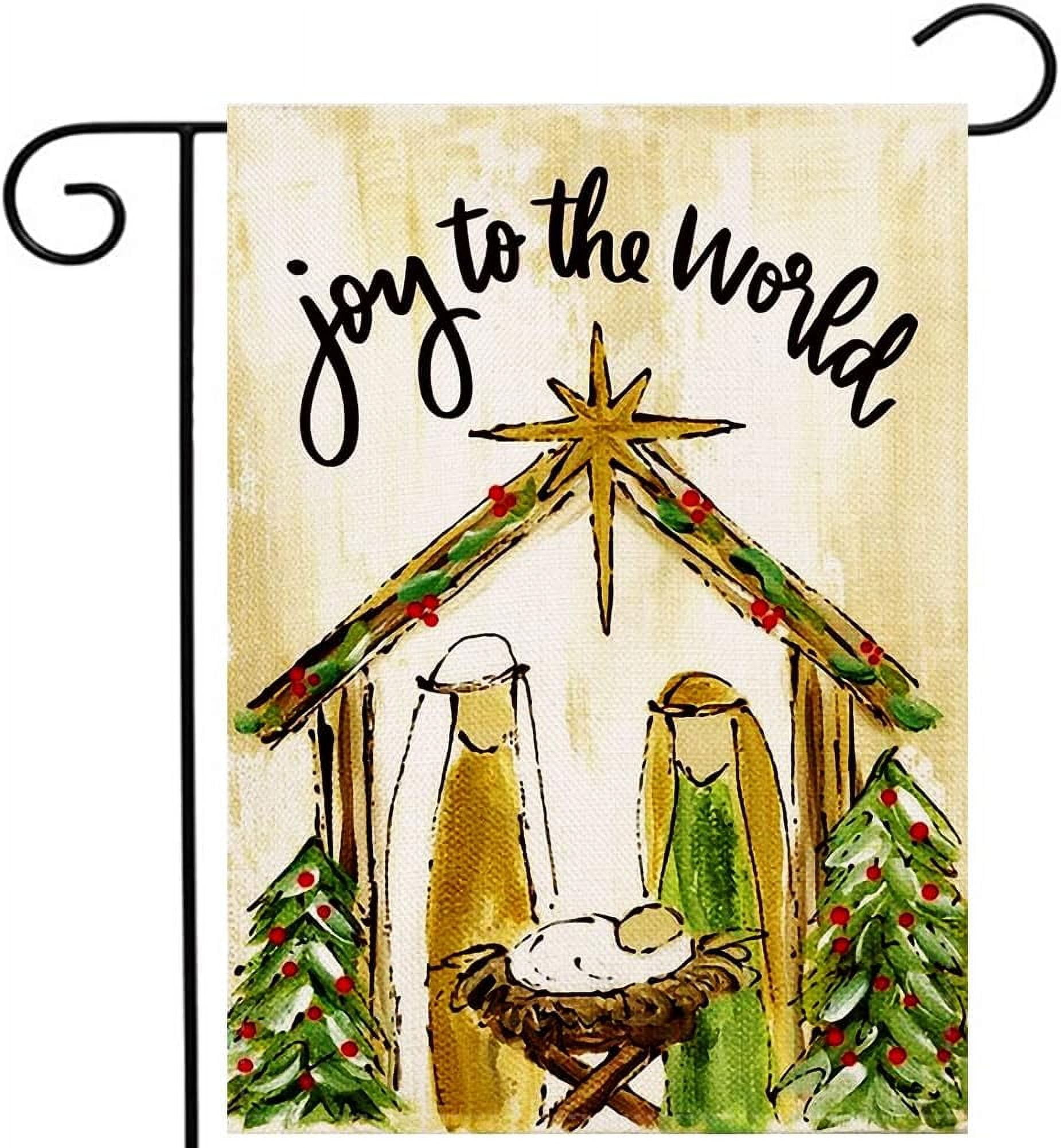 Joy To The World Garden Flag Vertical Double Sided,Christmas Winter ...