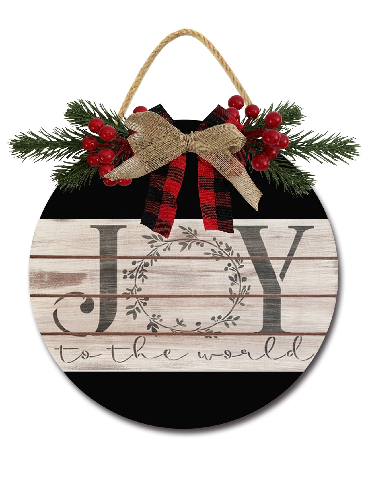 Joy To The World Sign Front Door Porch Decorations, Round Rustic Wood ...