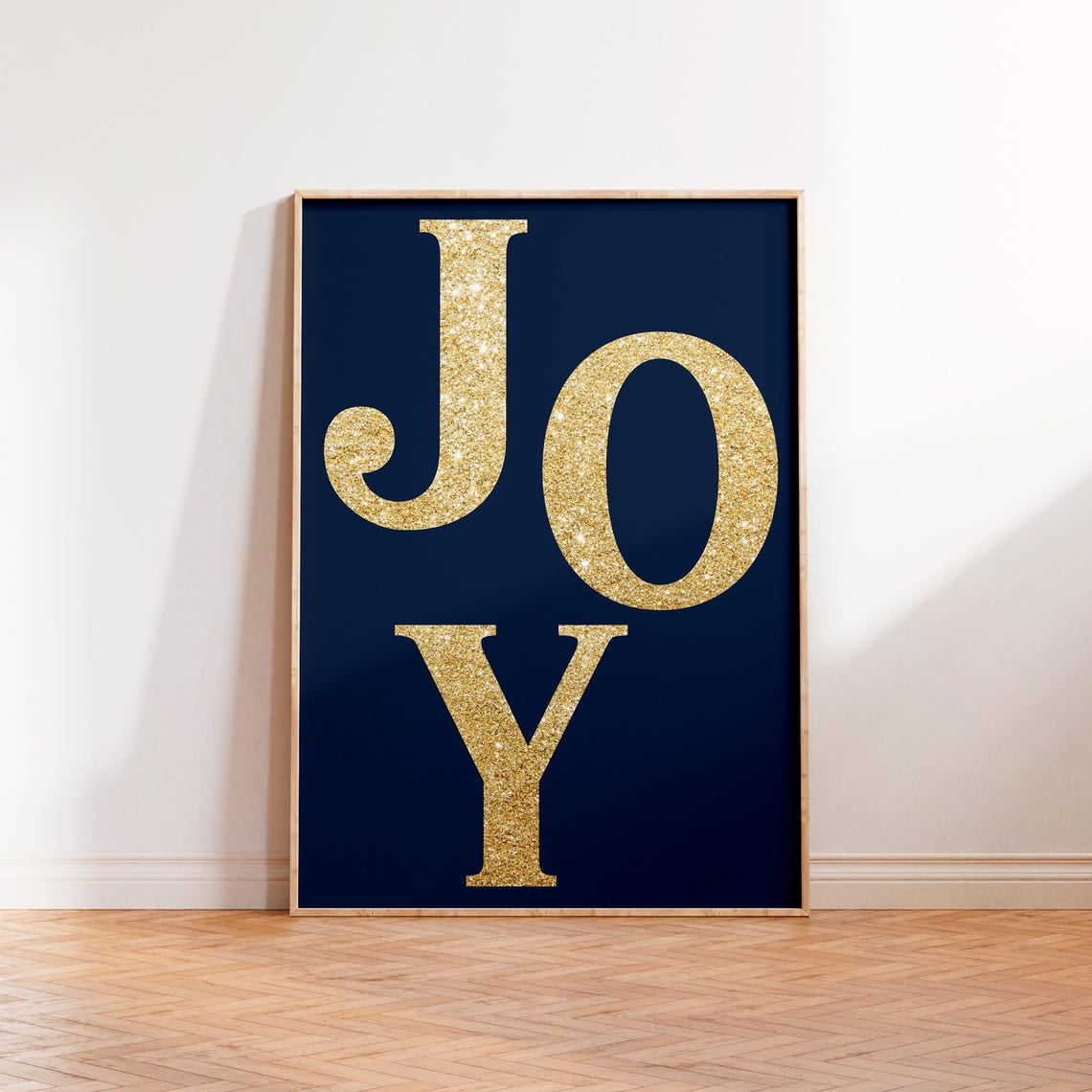 Joy Wall Art Poster, Gold Glitter Effect Type Poster, Quote Festive ...