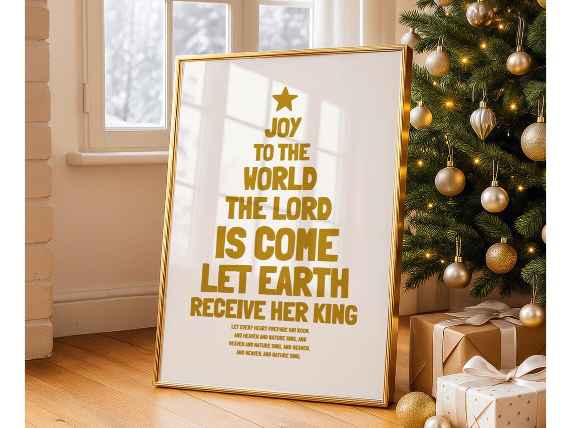 Joy To The World Christian Christmas Hymn Prints Church Christmas ...