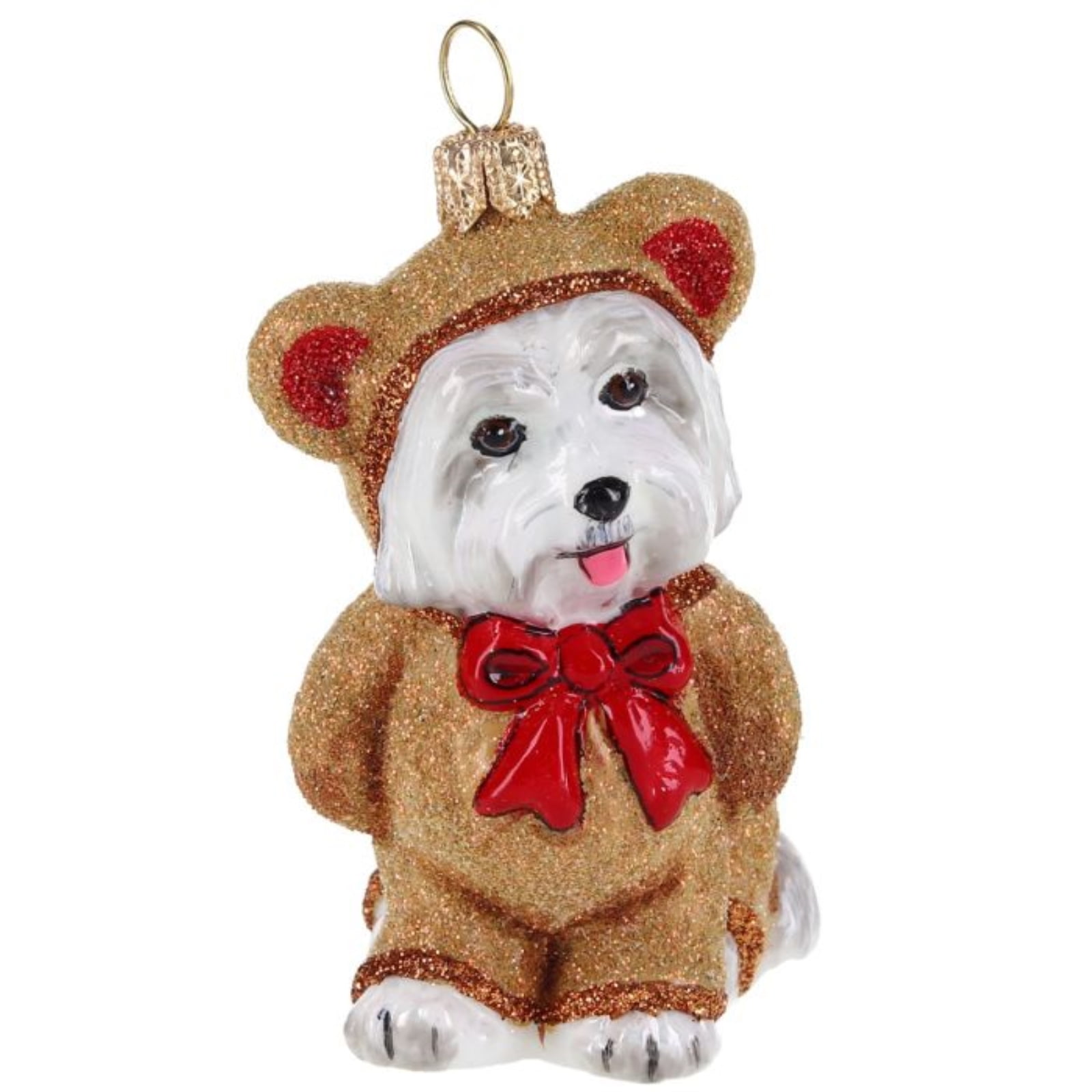 Joy to the World Maltese in Teddy Bear Sleeper Pajamas Polish Glass ...