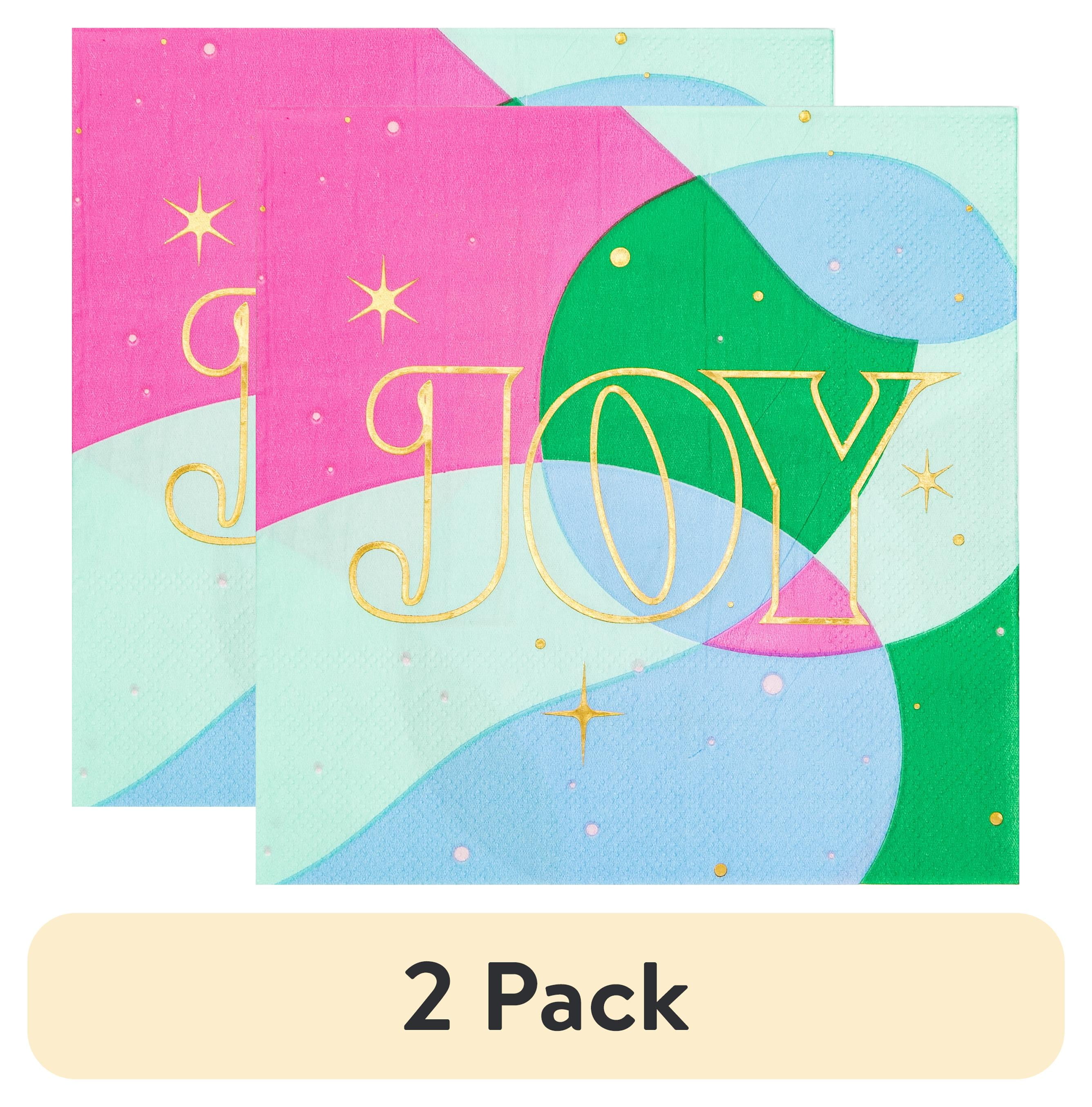 (2 pack) Joy to the World Multicolor Disposable Paper Napkins, 6.5 in x 6.5 in, 16 Count, by ...