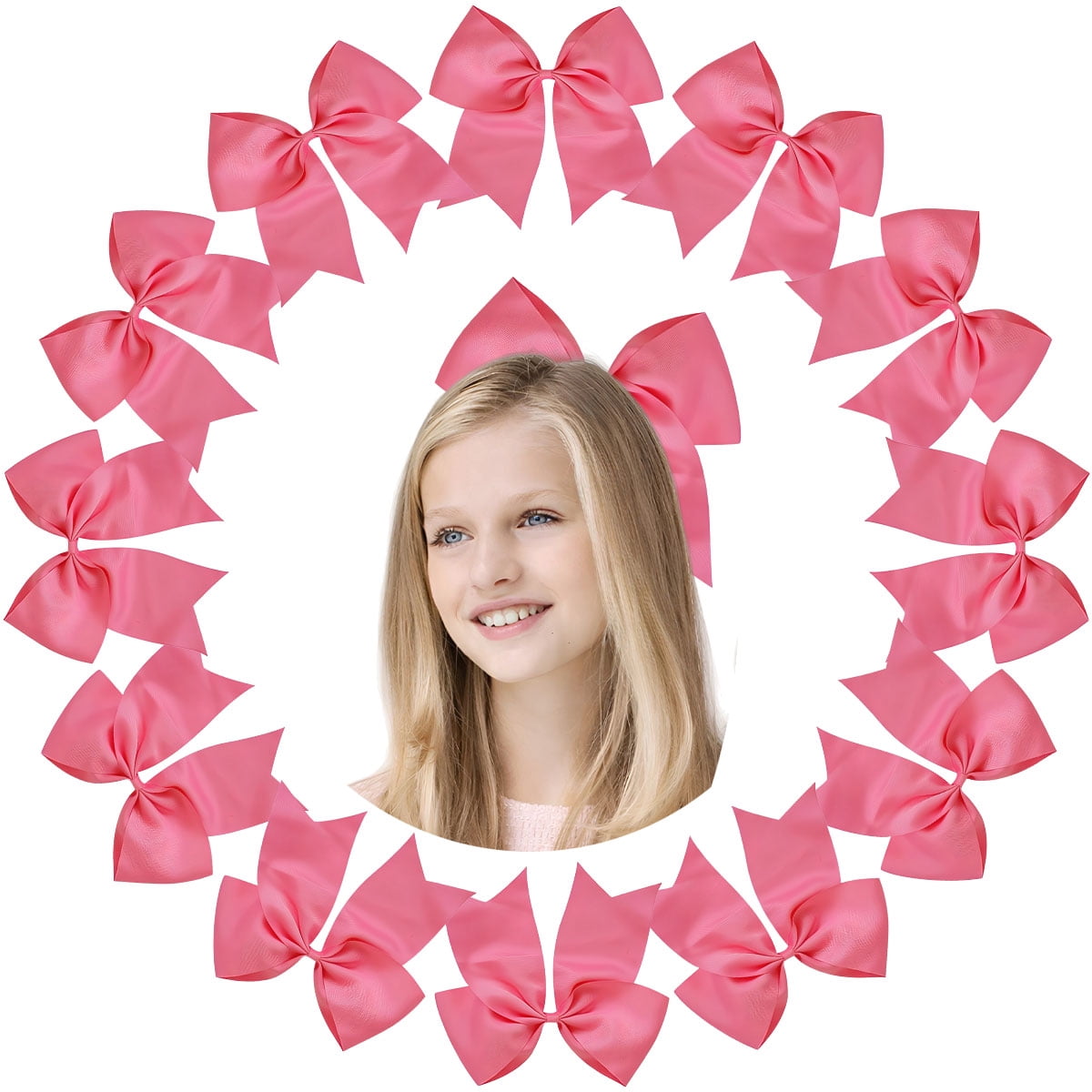 JoyBowie 12 Pack 8 Inch Large Pink Cheer Bows for Girls, Solid Color ...