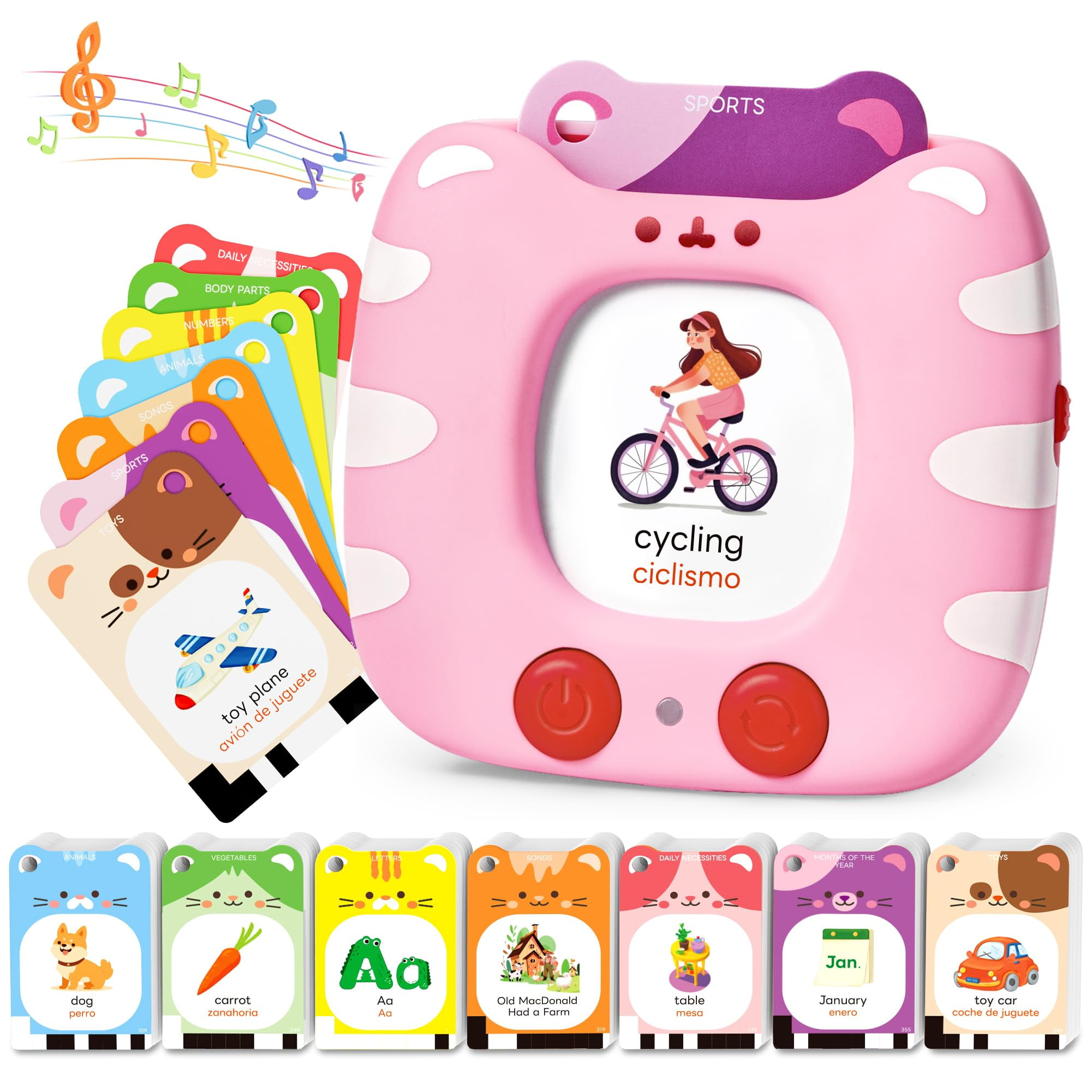 JoyCat Bilingual Spanish & AIF9 English Talking Flash Cards for ...