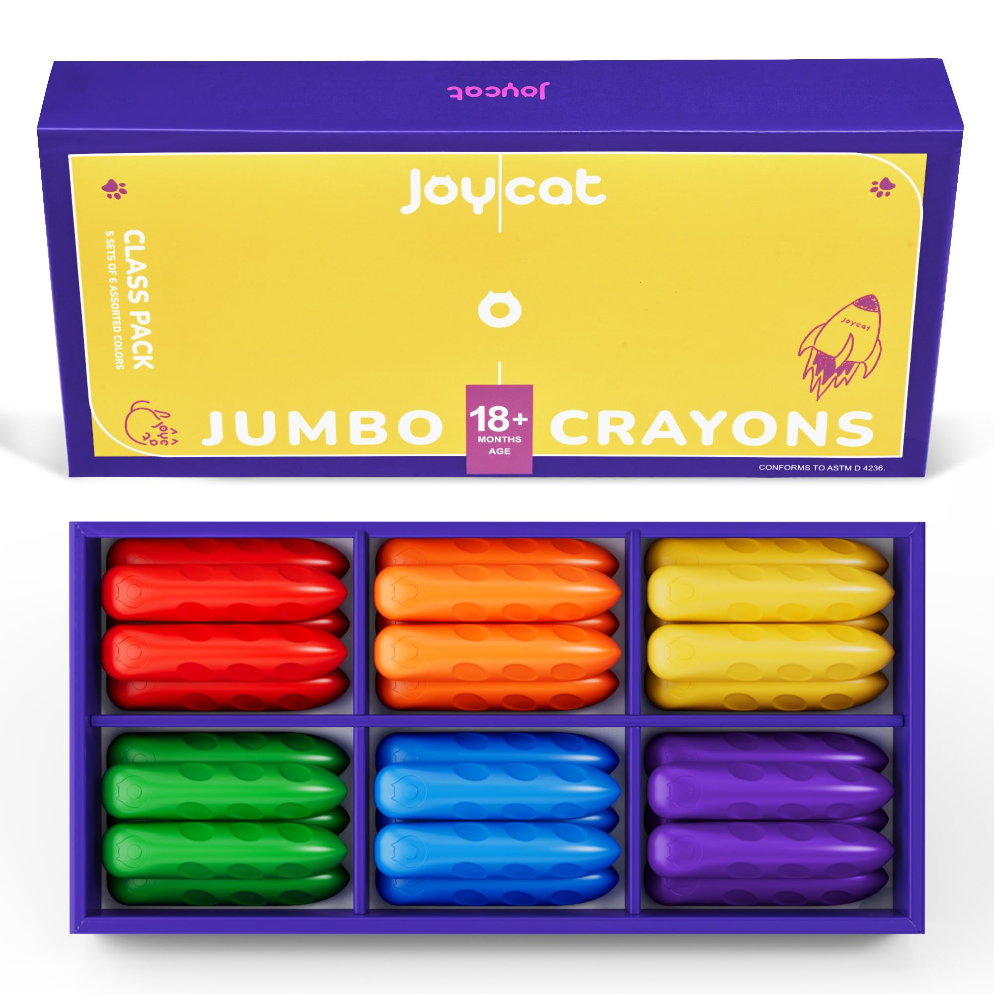 JoyCat Jumbo Crayons bulk for Toddlers BSL1 1-3 4 year old Kid,Easy ...