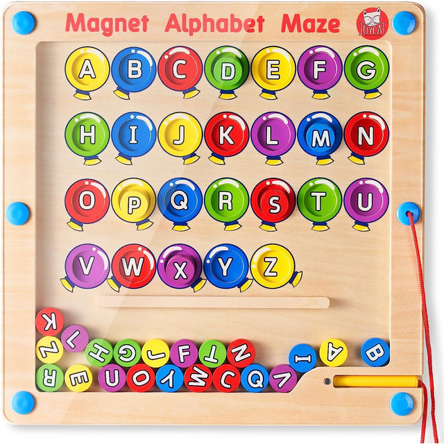 JoyCat Alphabet Maze Board, ABC Magnets Montessori Toy, Color Sorting ...
