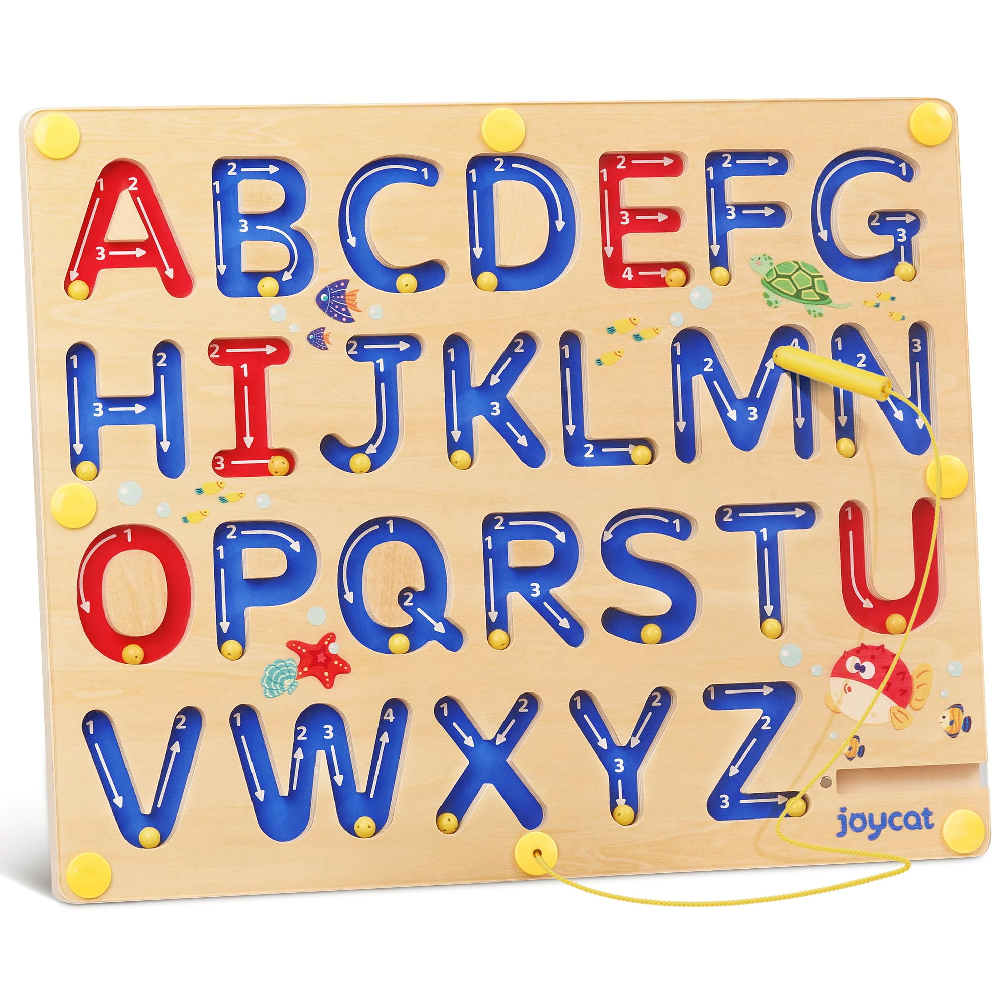 JoyCat Magnetic Letter Board, DHF10 Wooden Alphabet Tracing Board for ...