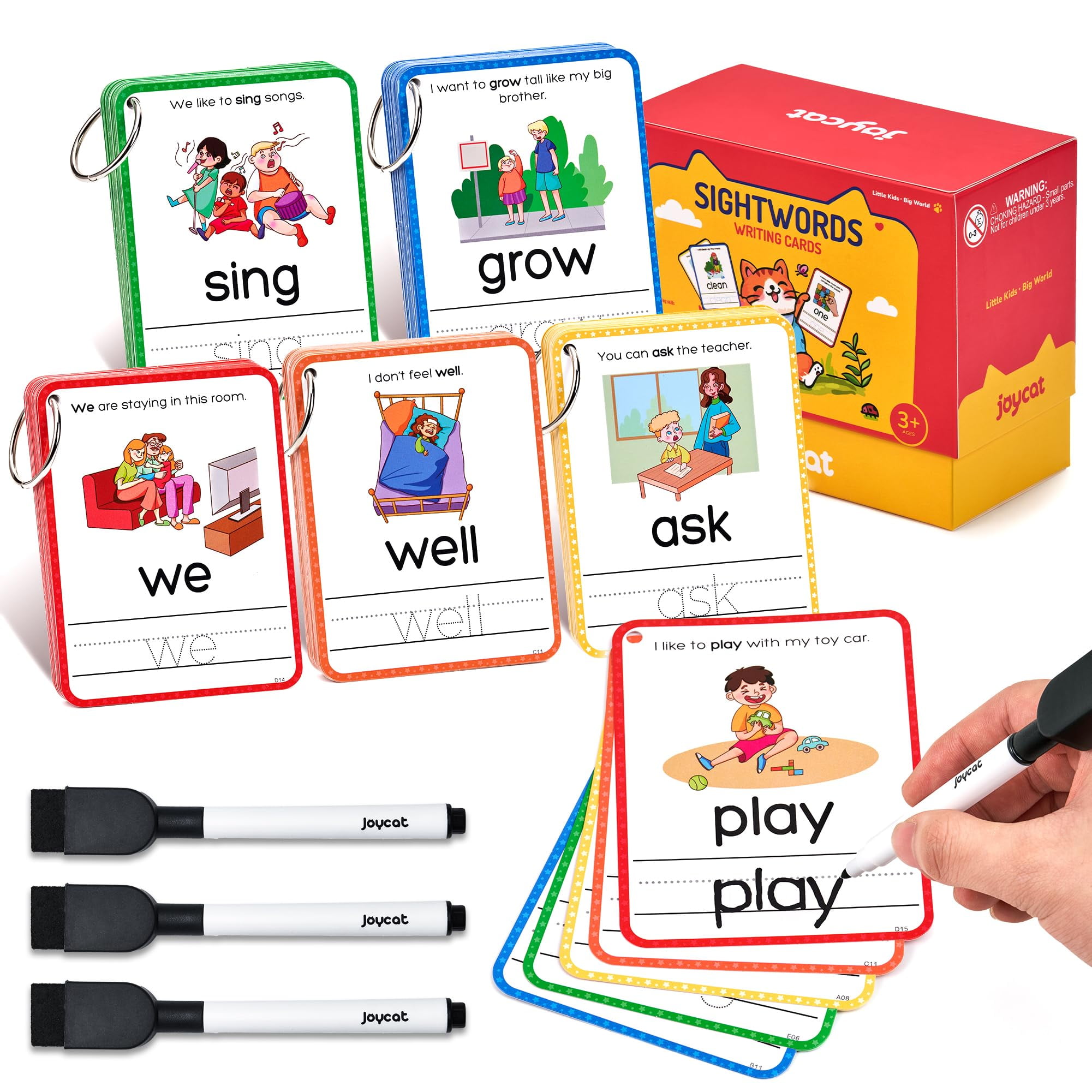 JoyCat Sight Words Kids IFF17 Writing Flash Cards, 220 Dolch & Fry High ...